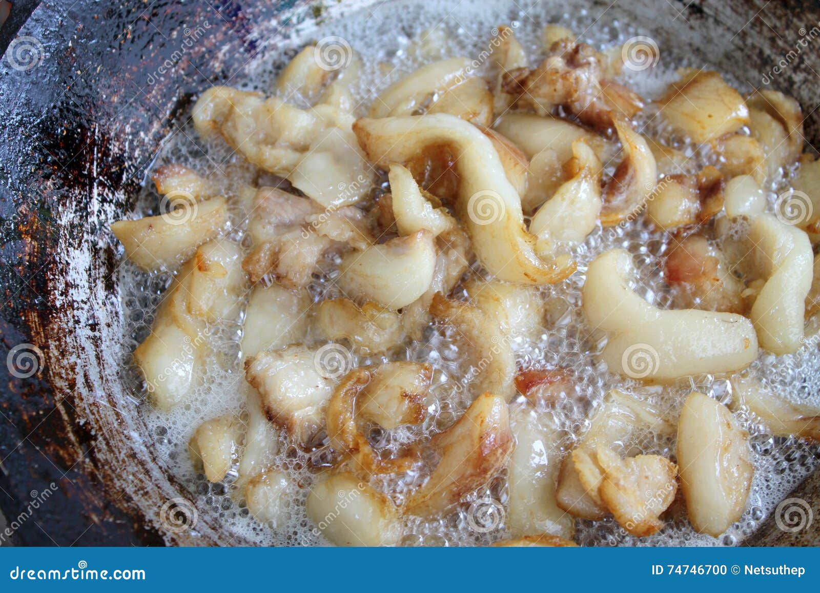 Fried Soft Pig Fatty Tissue Stock Photo - Image of soft, steel: 74746700