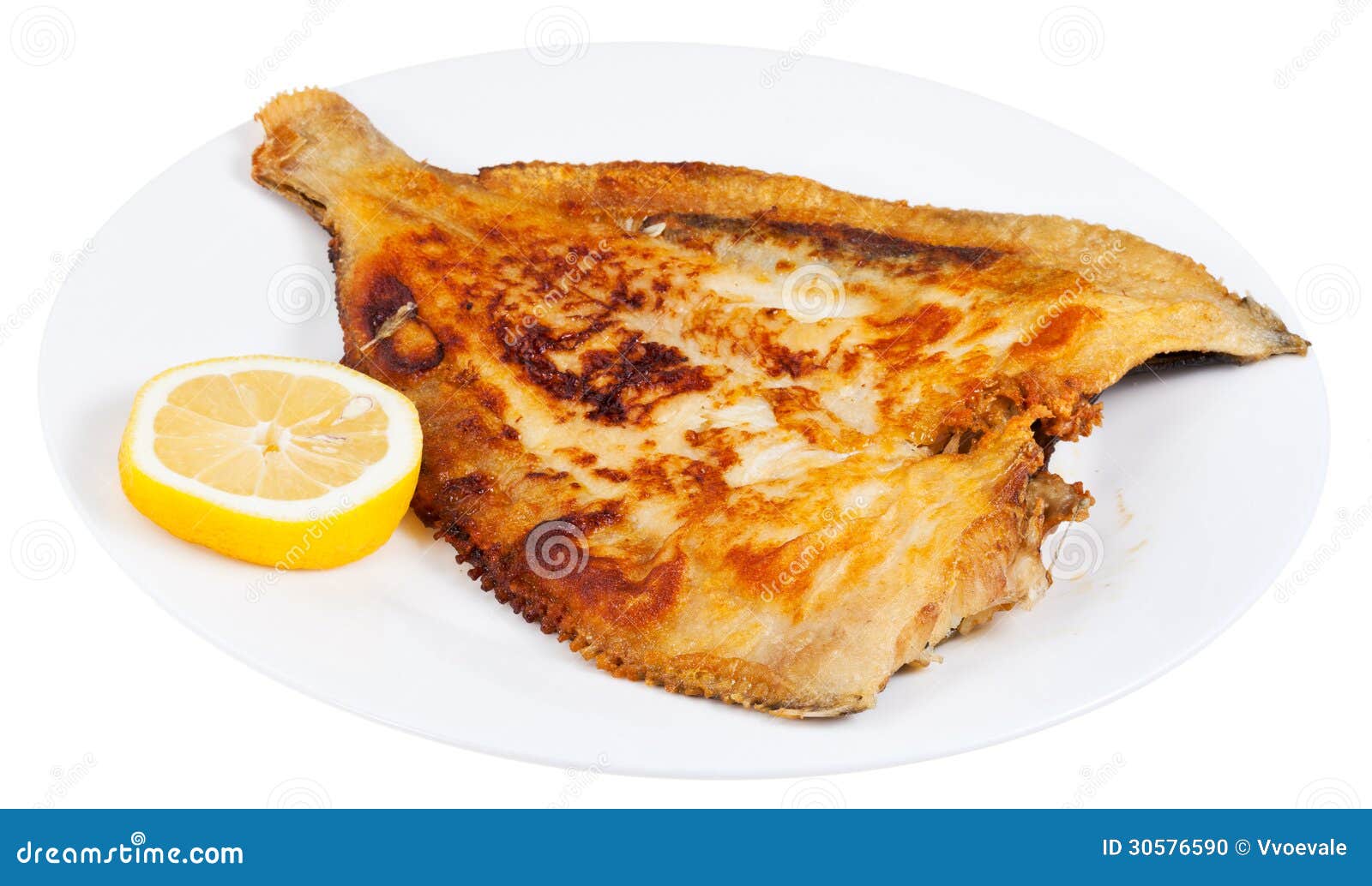 Fried Sole Fish on White Plate Stock Photo - Image of fish, isolated ...