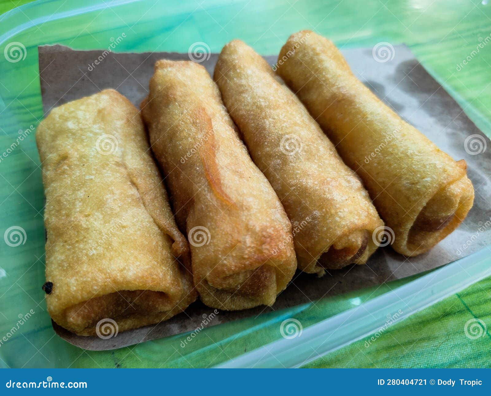 Fried Spring Rolls in a Plastic Container Stock Image - Image of ...