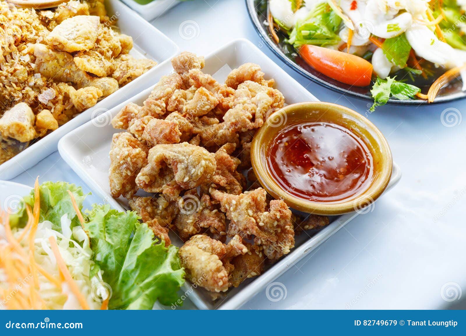 Fried Sour Fermented Chicken Knees Tendon Served Stock Image - Image of ...
