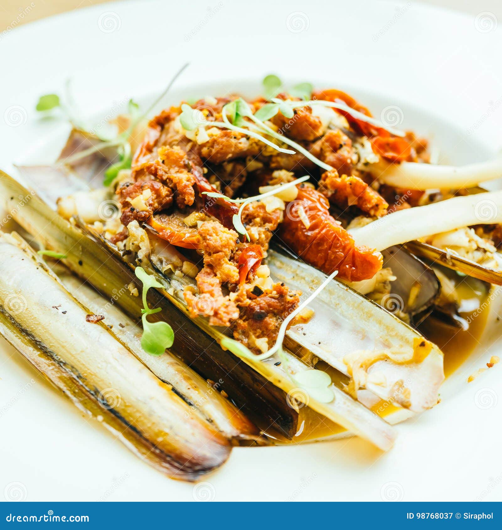 Fried spicy razor clams stock image. Image of lifestyle - 98768037