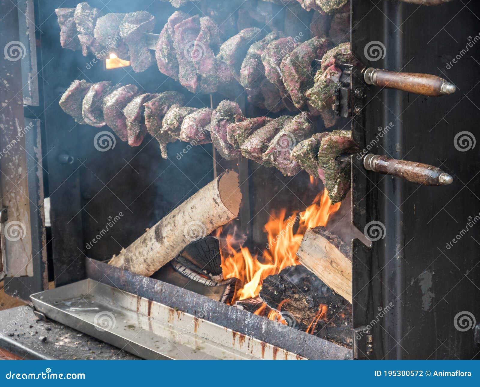 Fried on a spit food image stock photo. Image of cooked - 195300572