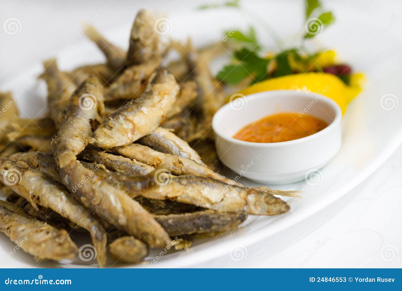 Fried Sprat Fish with Souce Stock Image - Image of fresh, meal: 24846553