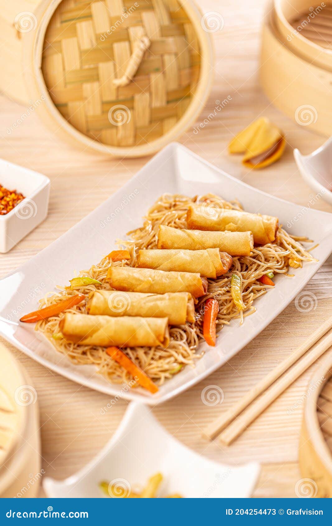 Fried spring roll stock image. Image of plate, springroll - 204254473