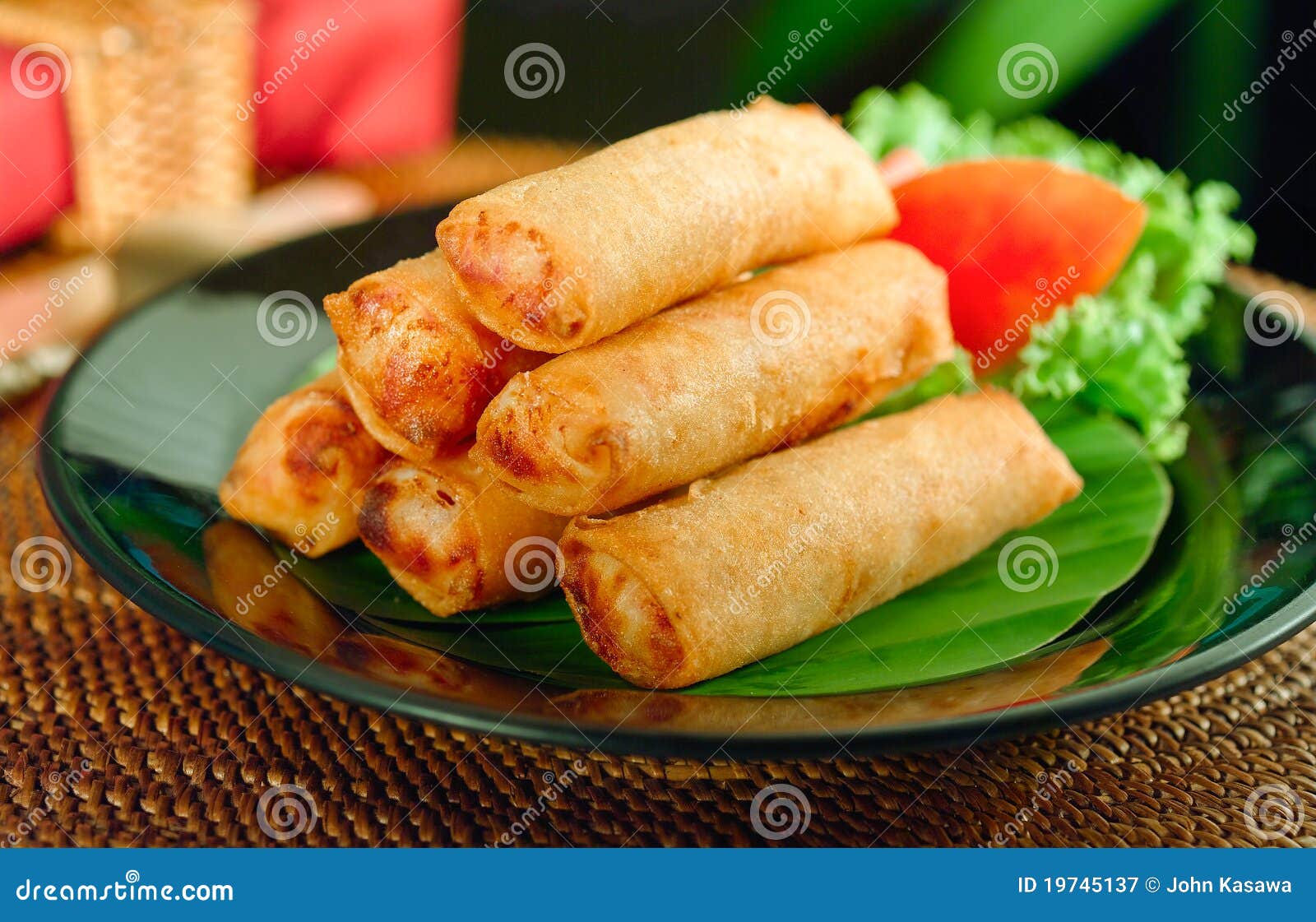 Fried spring rolls on dish stock image. Image of spicy - 19745137
