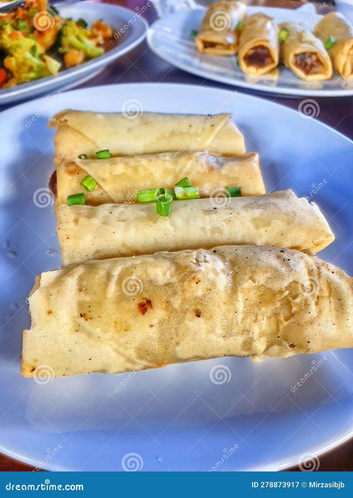 Fried Spring Rolls in Cafe stock image. Image of healthy - 278873917