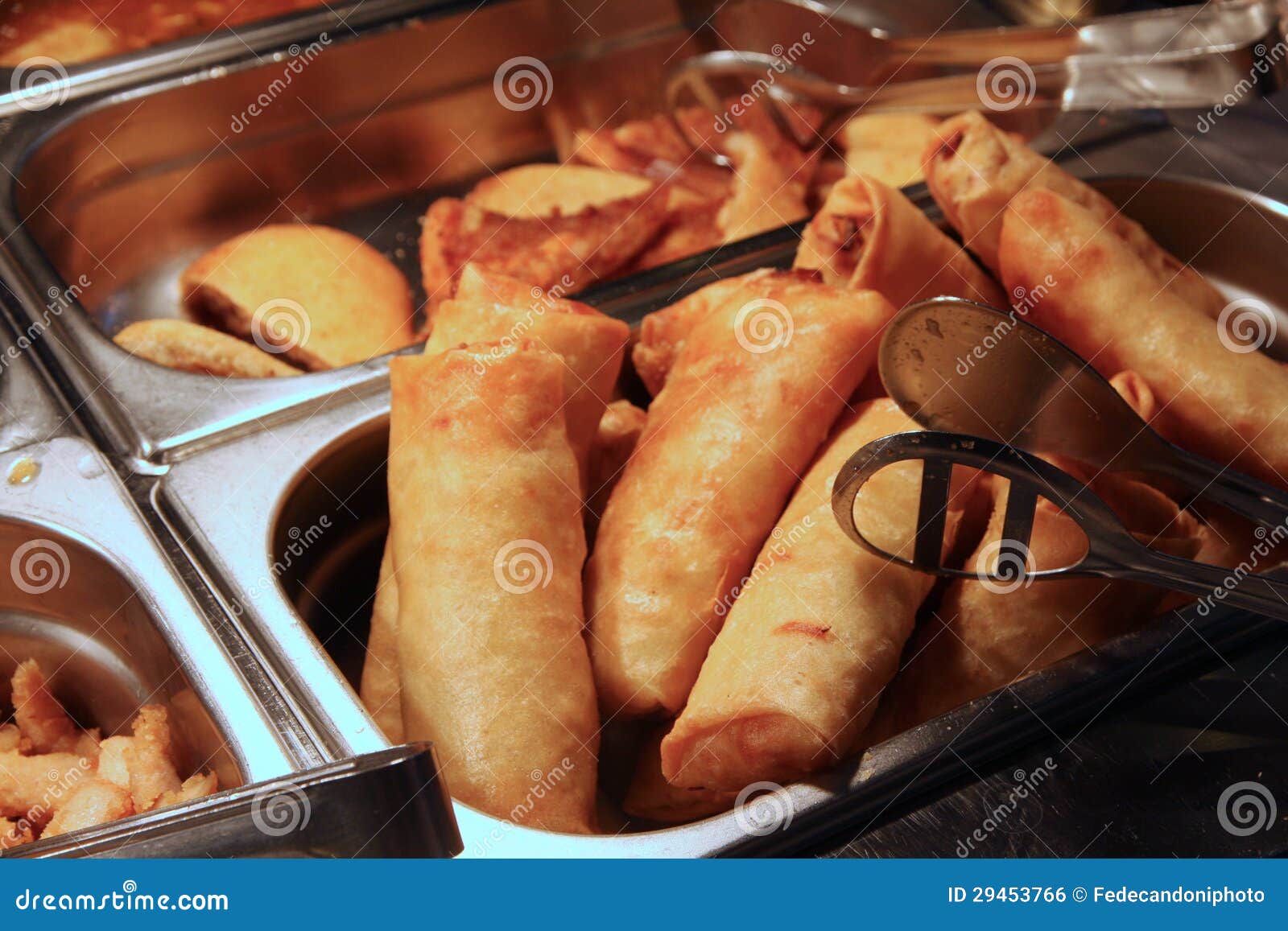 Fried Spring Rolls in Chinese Buffet Restaurant Stock Photo - Image of ...
