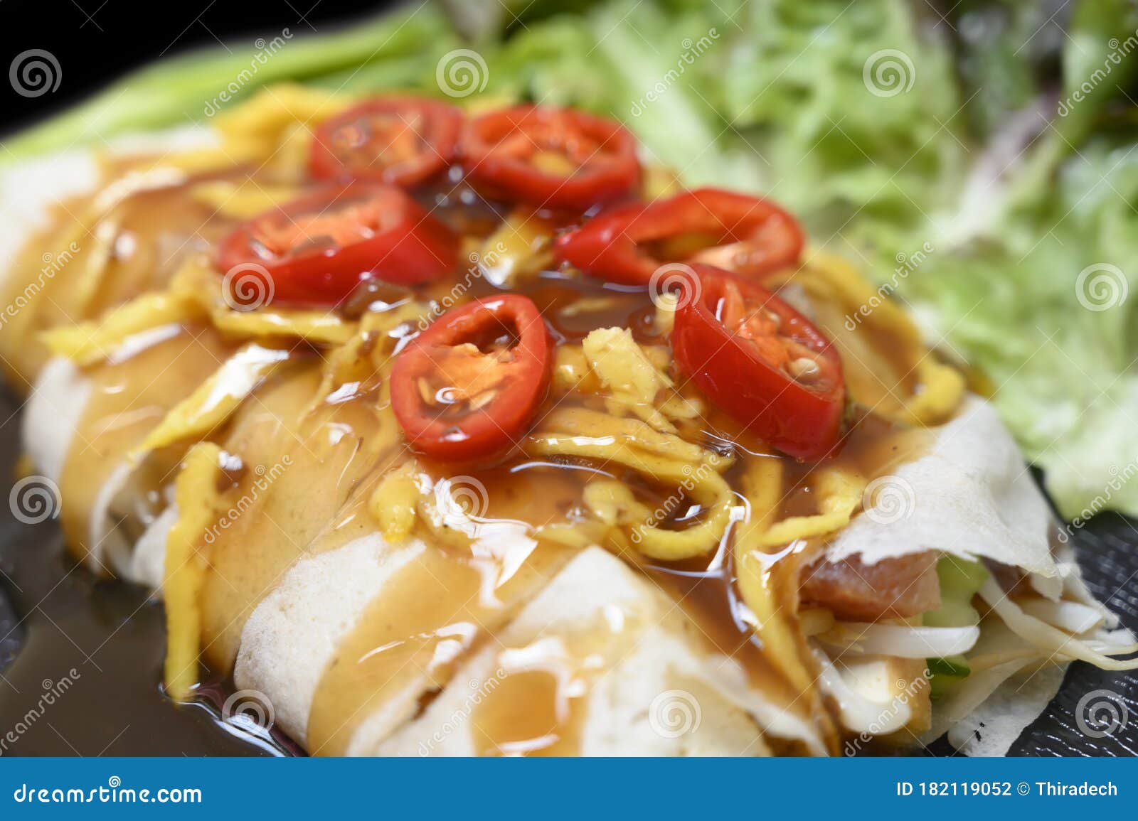 Fried Spring Rolls Food Thai Stock Photo - Image of culture, food ...
