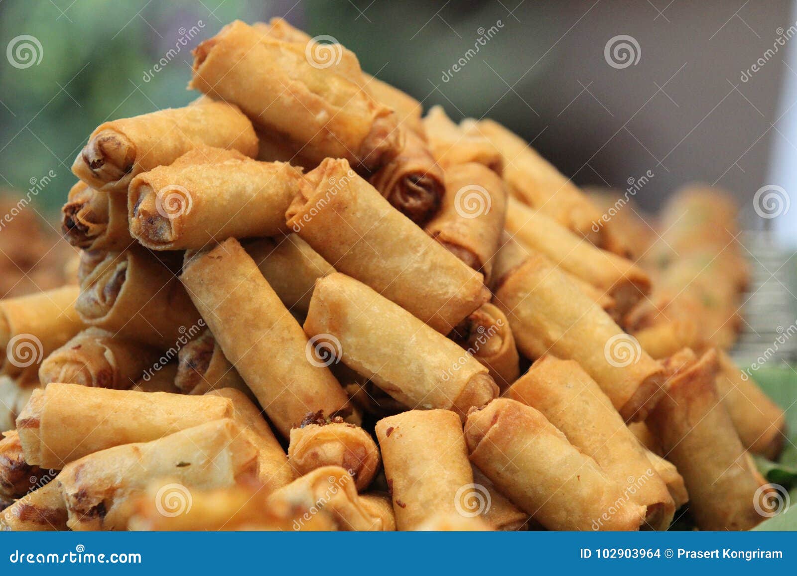 Fried spring rolls. stock photo. Image of fried, pile - 102903964