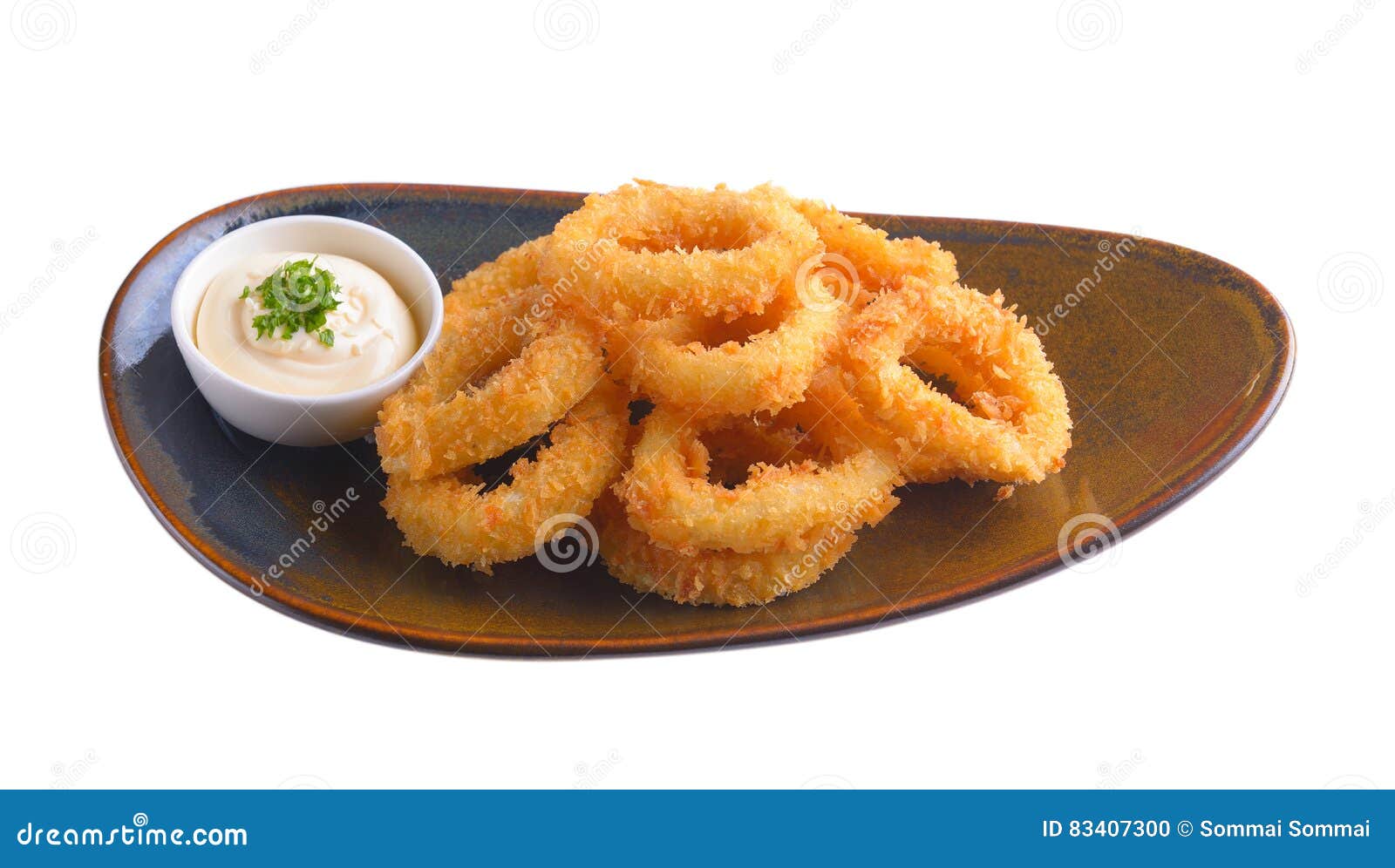 Fried Squid in Ceramic Plate Stock Photo - Image of ceramic, breaded ...