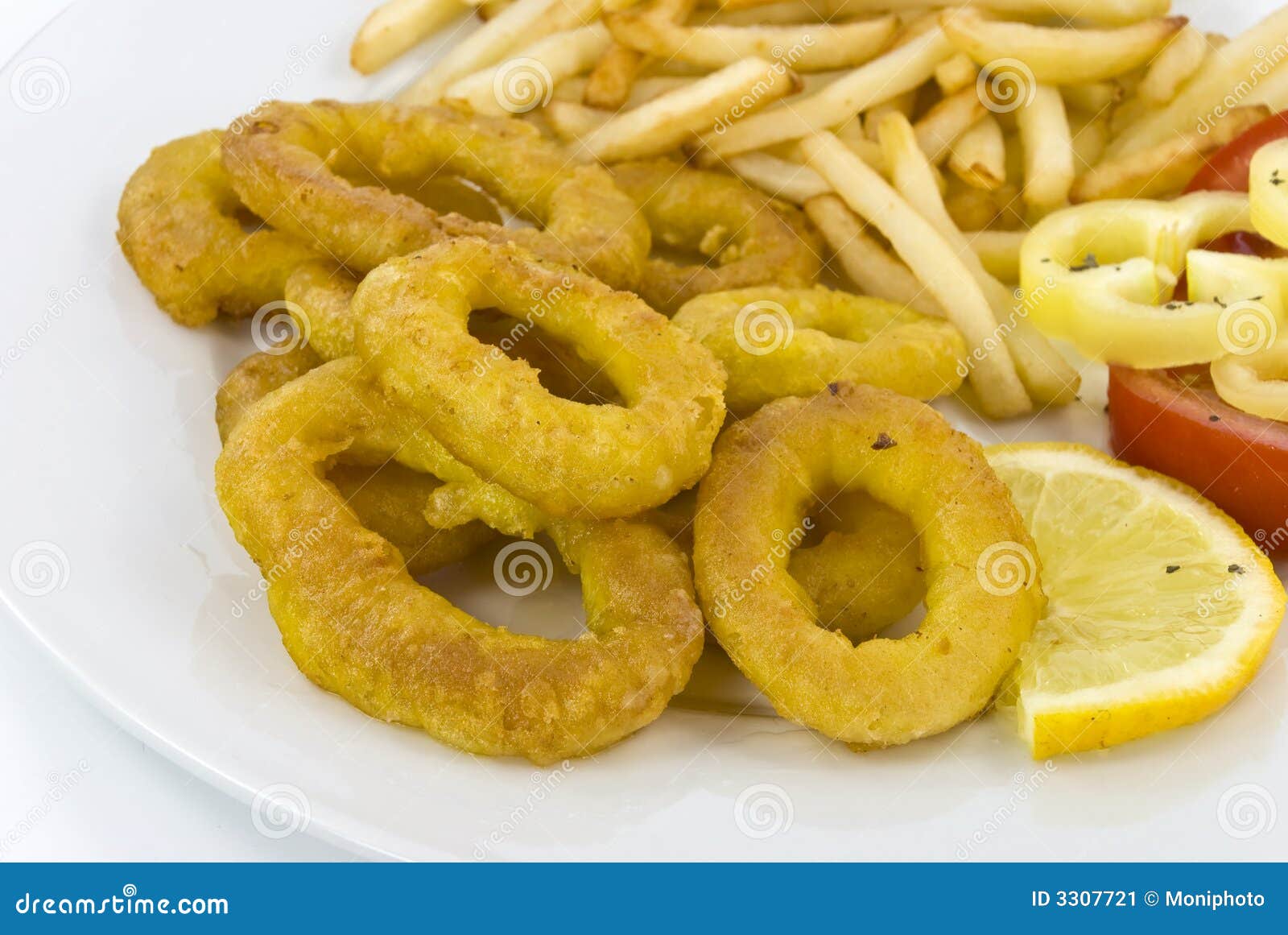 Fried Squid with French Fries Stock Image - Image of spice, snack: 3307721