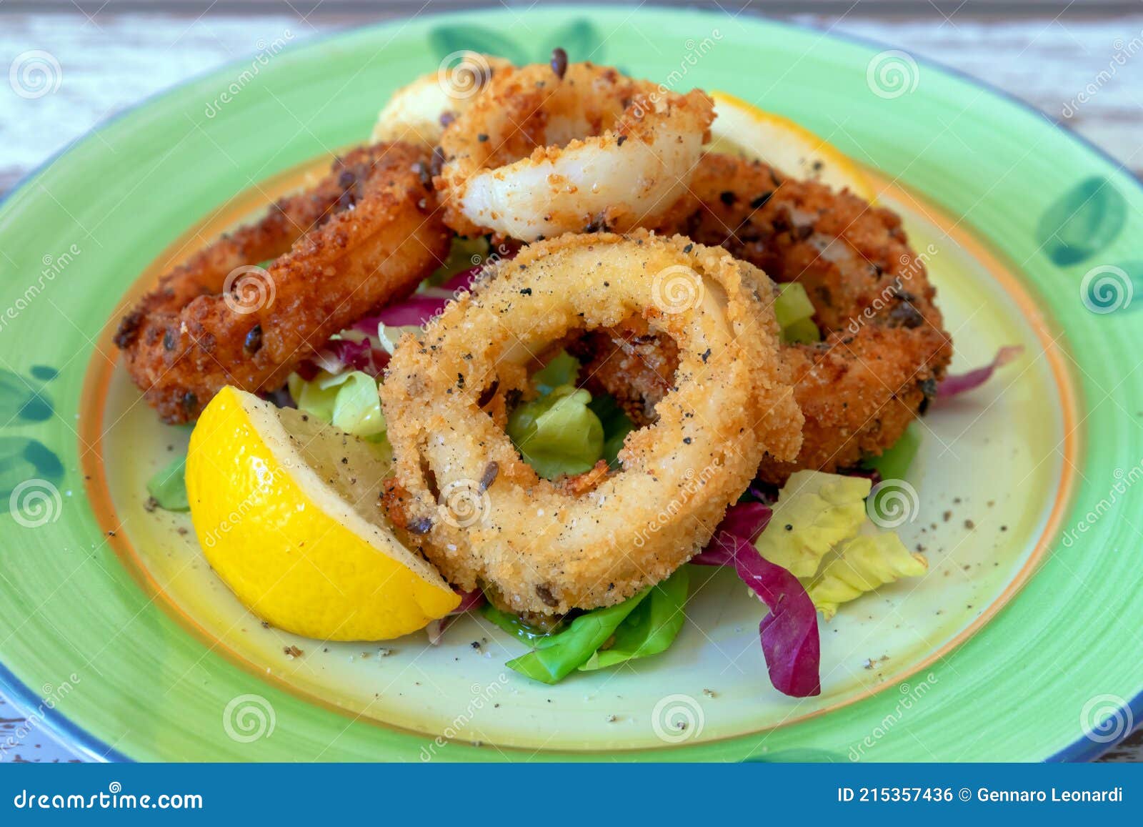 Fried squid rings breaded stock photo. Image of fried - 215357436