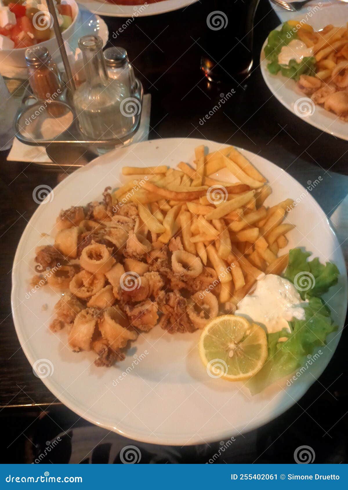 Fried Squid with a Side of Fries Stock Image - Image of brunch, garnish ...