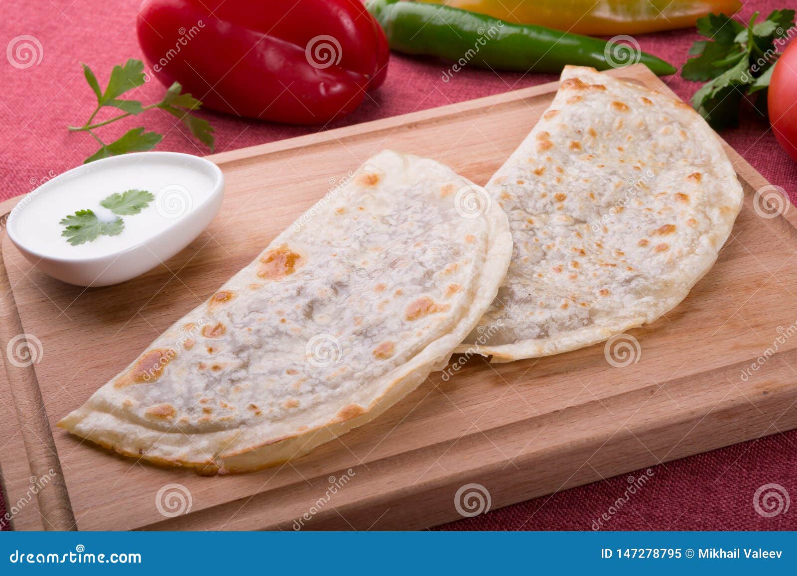 Fried Stuffed Asian Dough Bread Stuffed with Cheese or Meat Stock Image ...