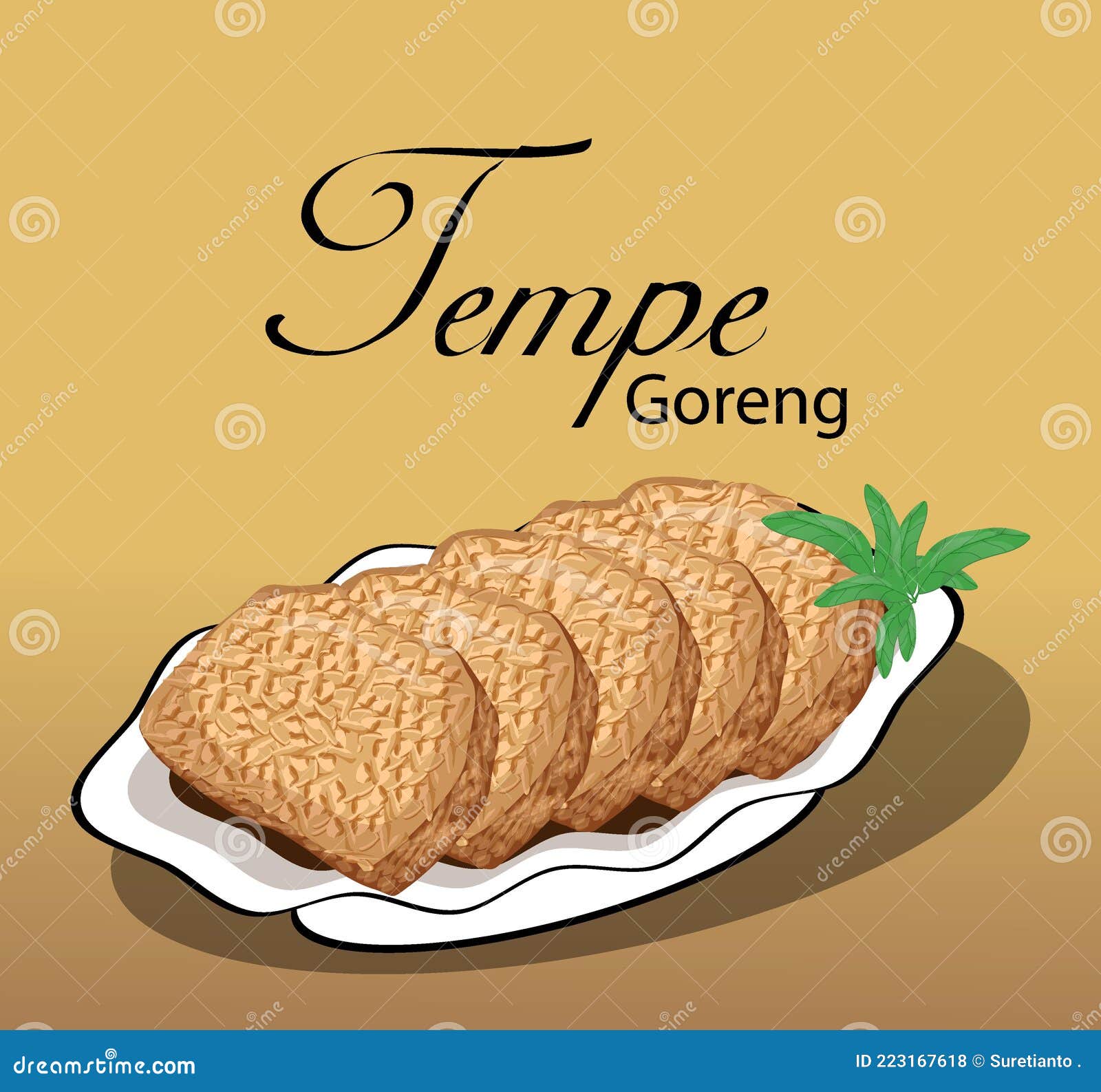 Tahu Goreng Icon, Fried Tofu Vector Illustration, Indonesian ...