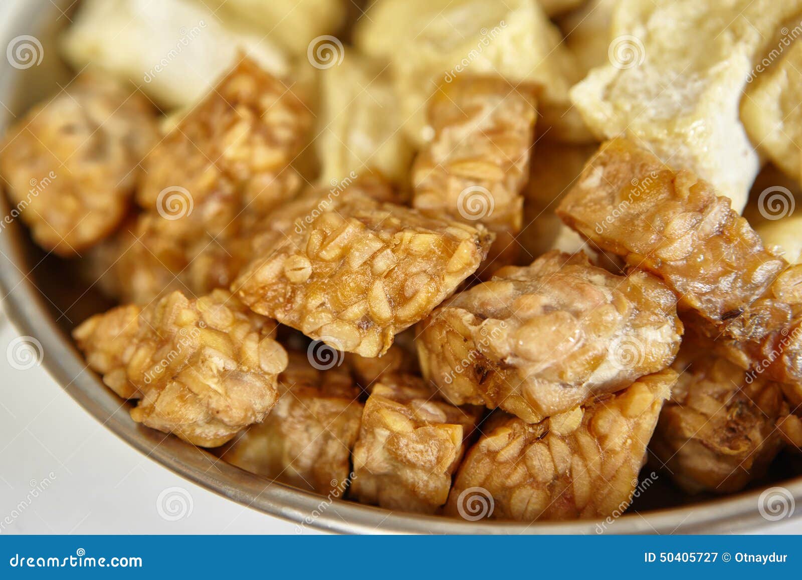 Fried Tempeh For Snack On Plate. Made By A Natural Culturing And ...