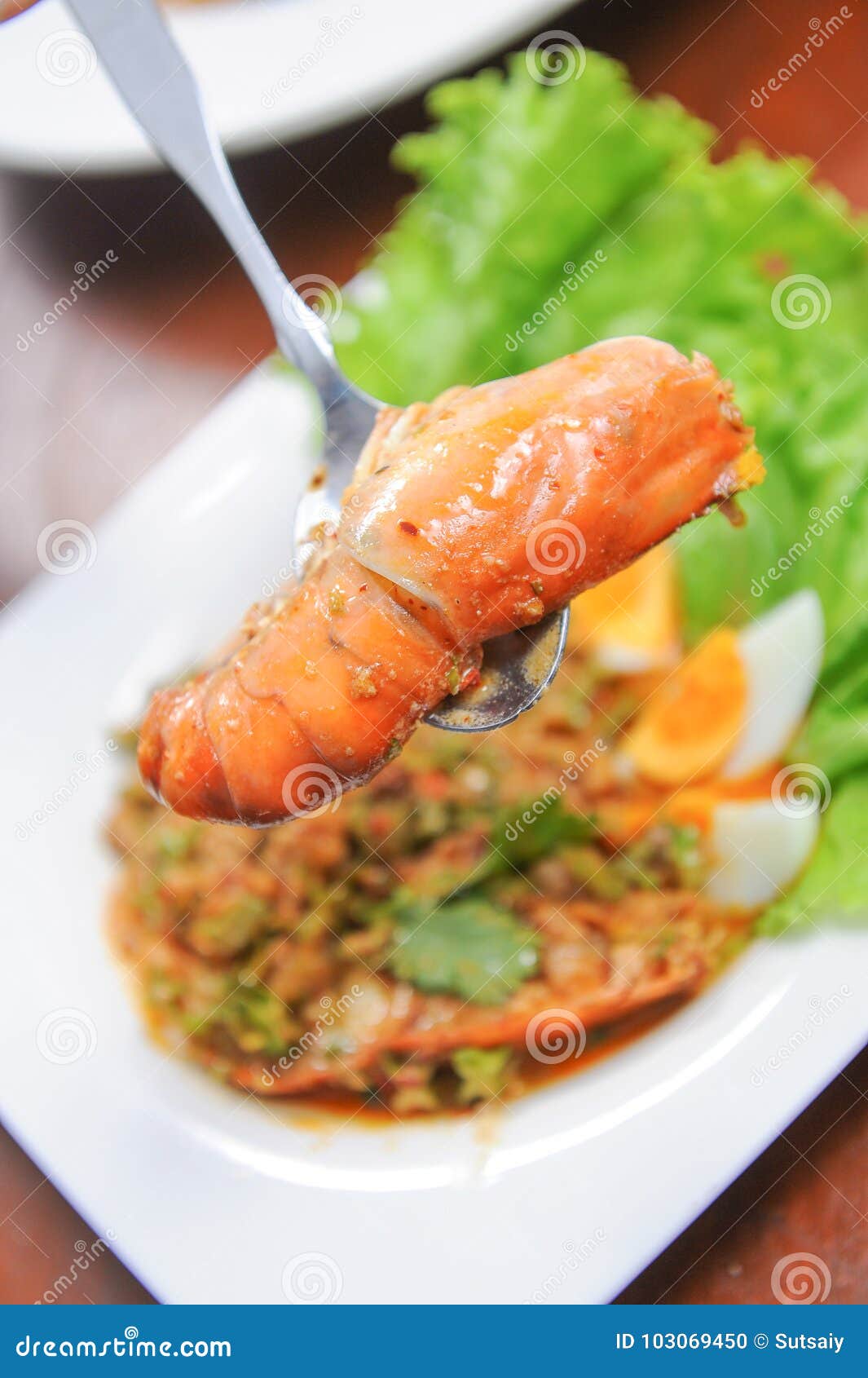 Fried Tiger River Prawn foto de stock. Imagem de jantar - 103069450