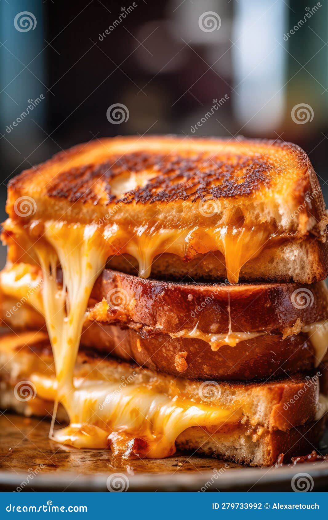 Fried Toast Bread With Four Different Types Of Cooked Chicken Eggs. AI ...