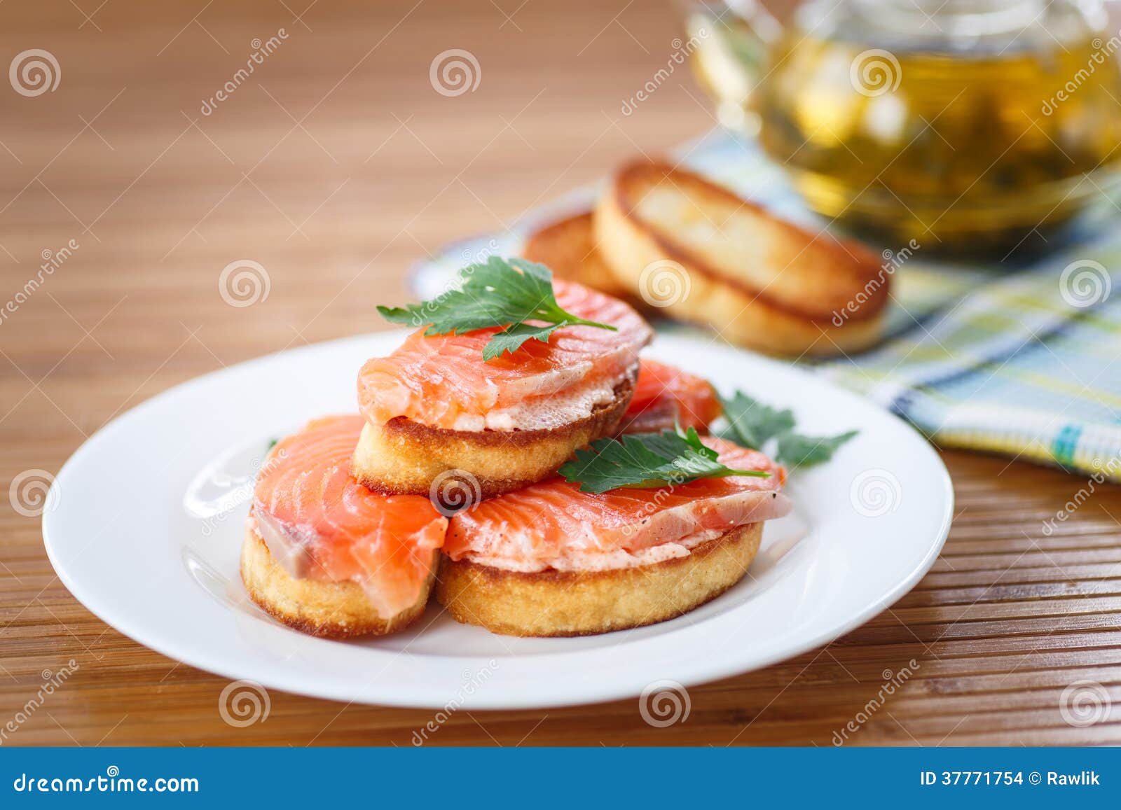 Fried Toast with Salted Salmon Stock Photo - Image of gourmet, lunch ...