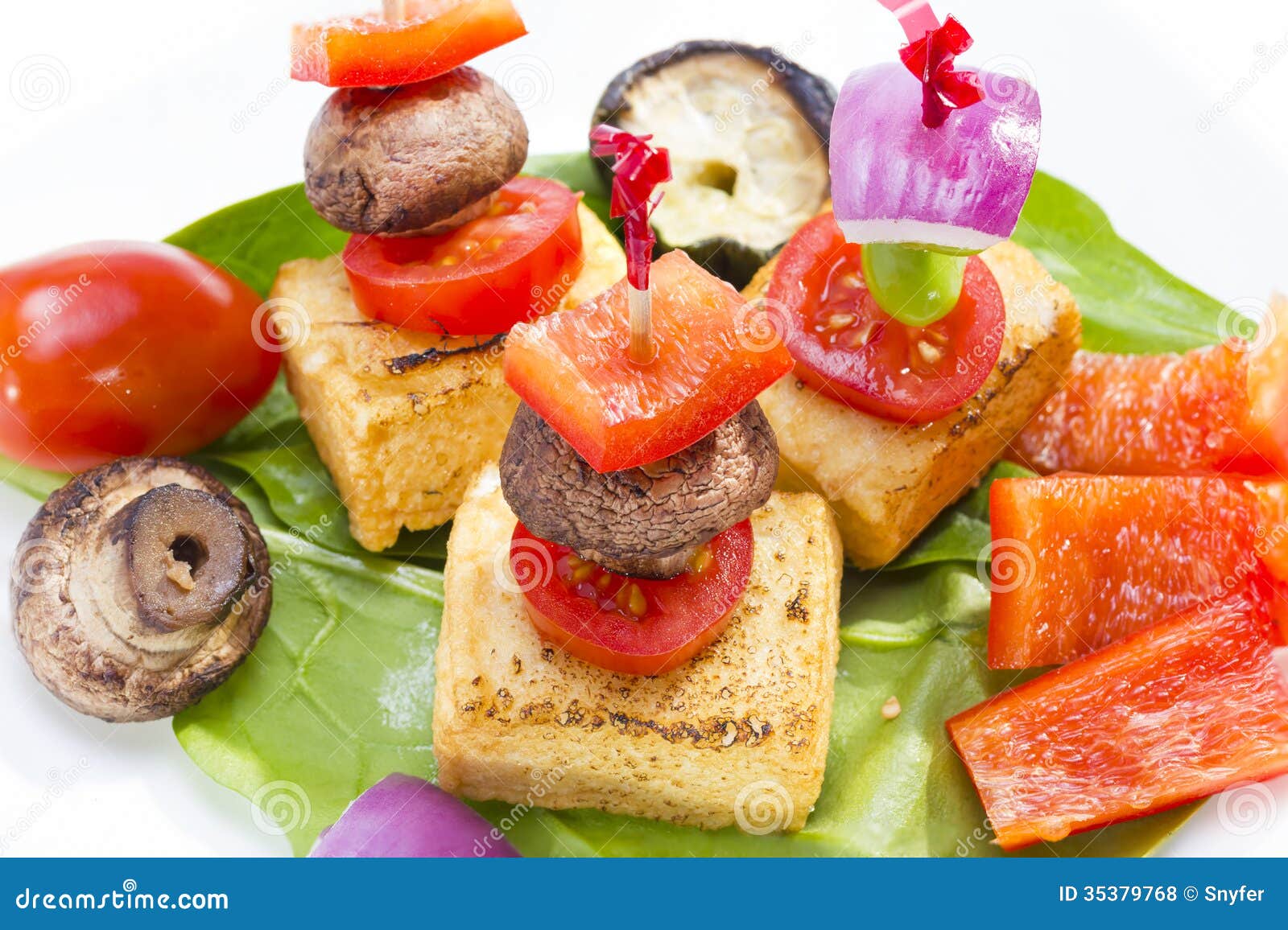 Fried tofu canape. stock photo. Image of delicious, mushroom - 35379768