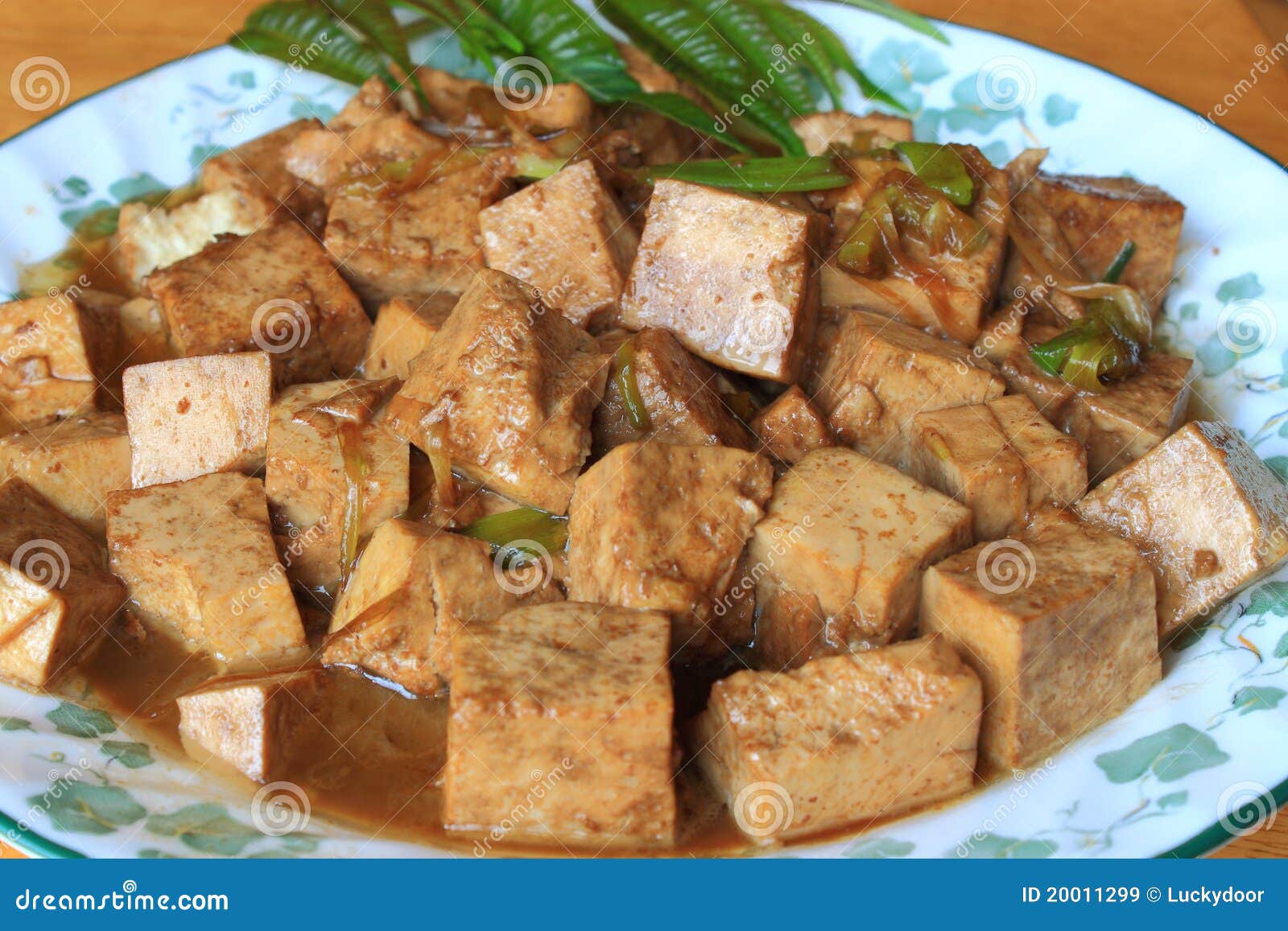 Fried Tofu Plate stock image. Image of fried, basil, soybean - 20011299