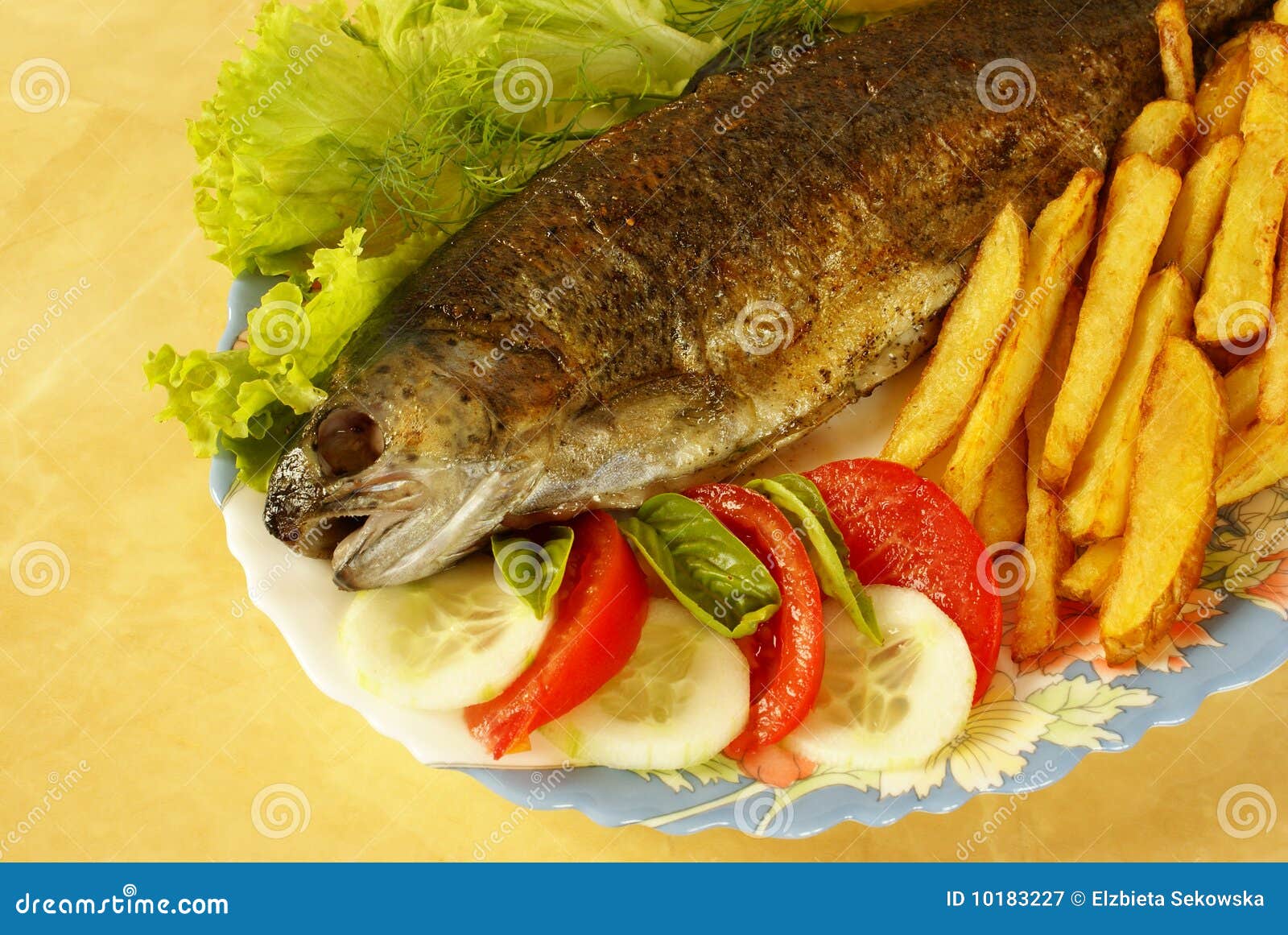 Fried trout stock image. Image of recipe, basil, freedom - 10183227