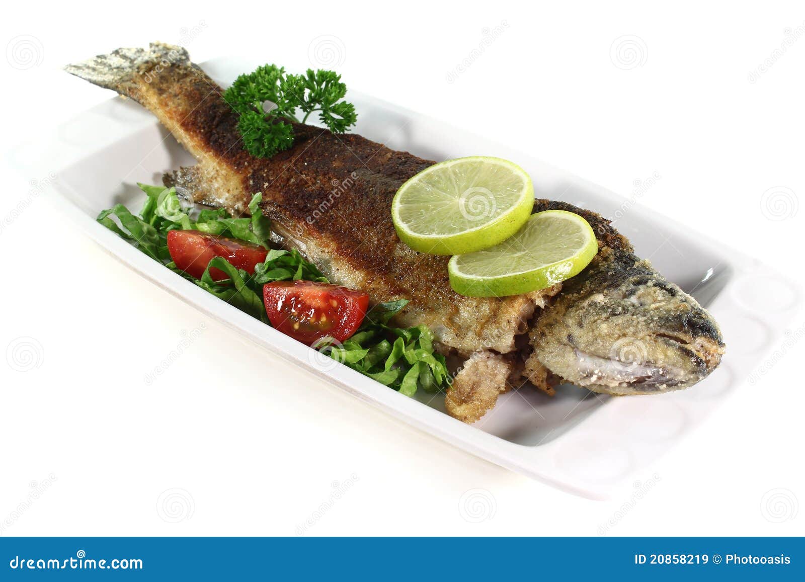 Fried trout stock image. Image of lime, grilling, gratin - 20858219