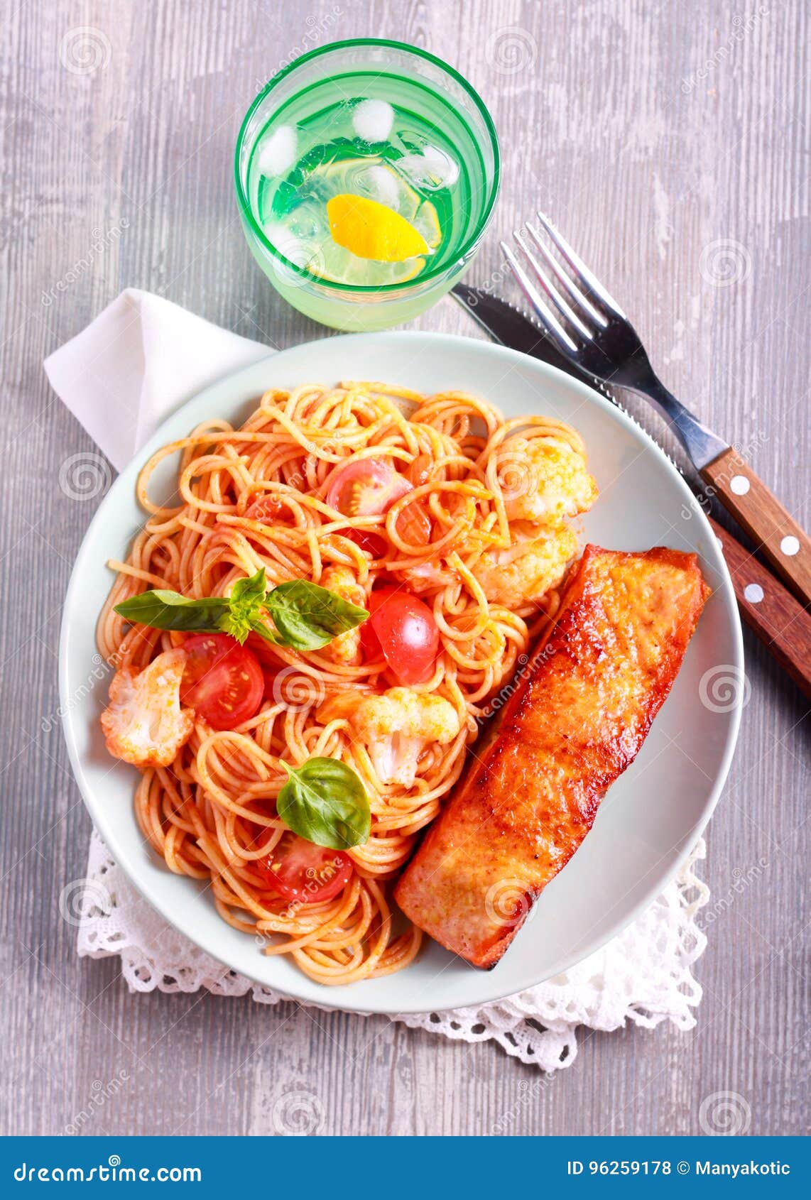Fried Trout Fish and Spaghetti Stock Photo - Image of pastry, homemade ...