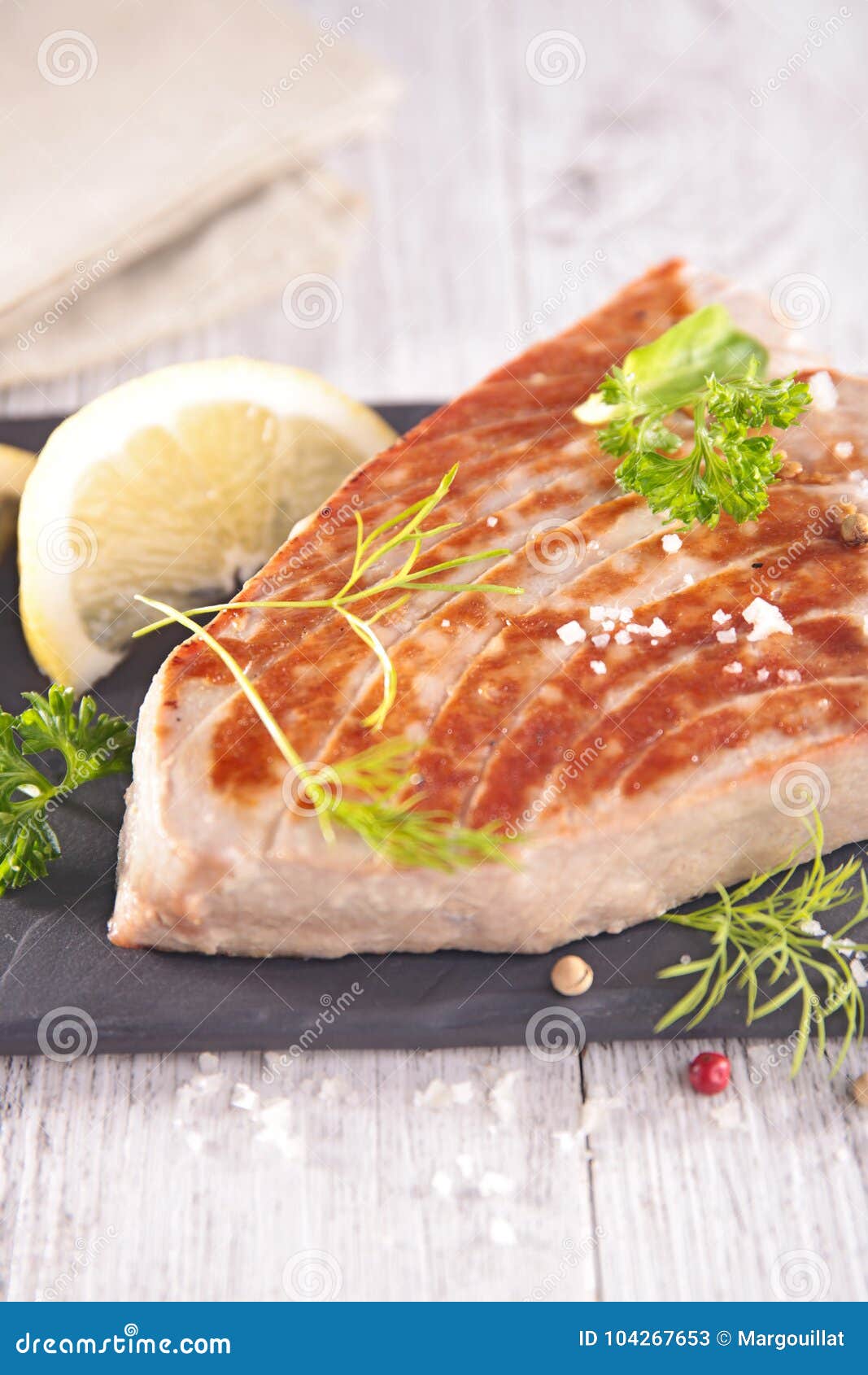 Fried tuna fish stock image. Image of fillet, dinner - 104267653