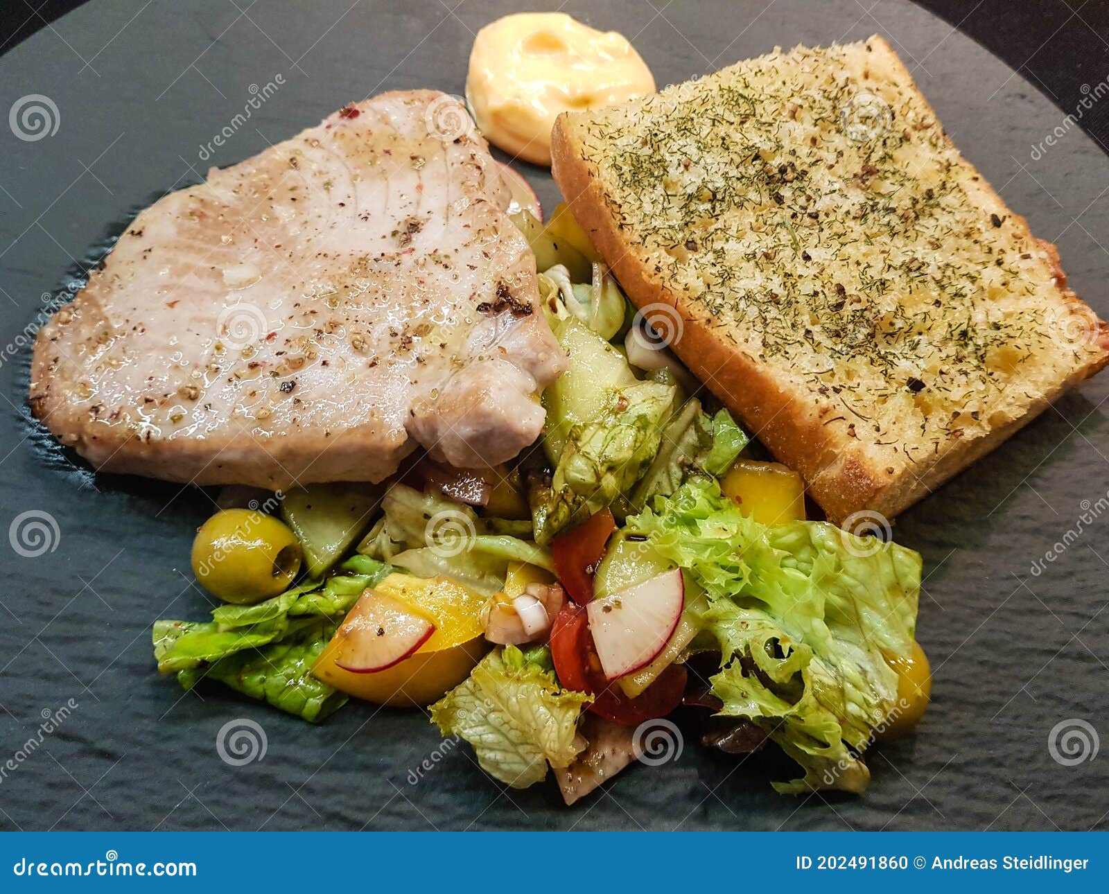 Fried Tuna steak stock photo. Image of dipp, cooking - 202491860