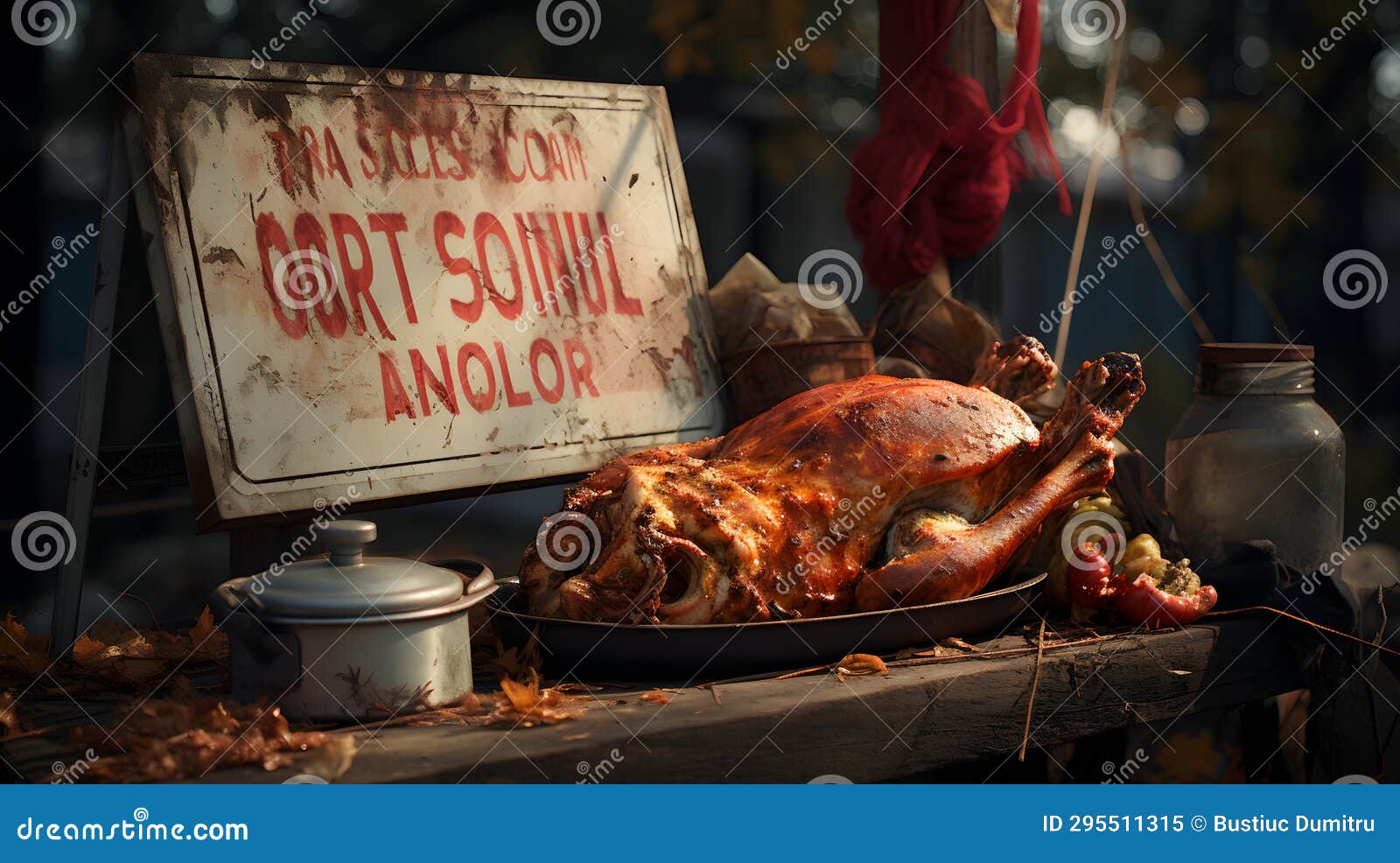 Fried Turkey on a Messy Table Stock Image - Image of premium, meal ...