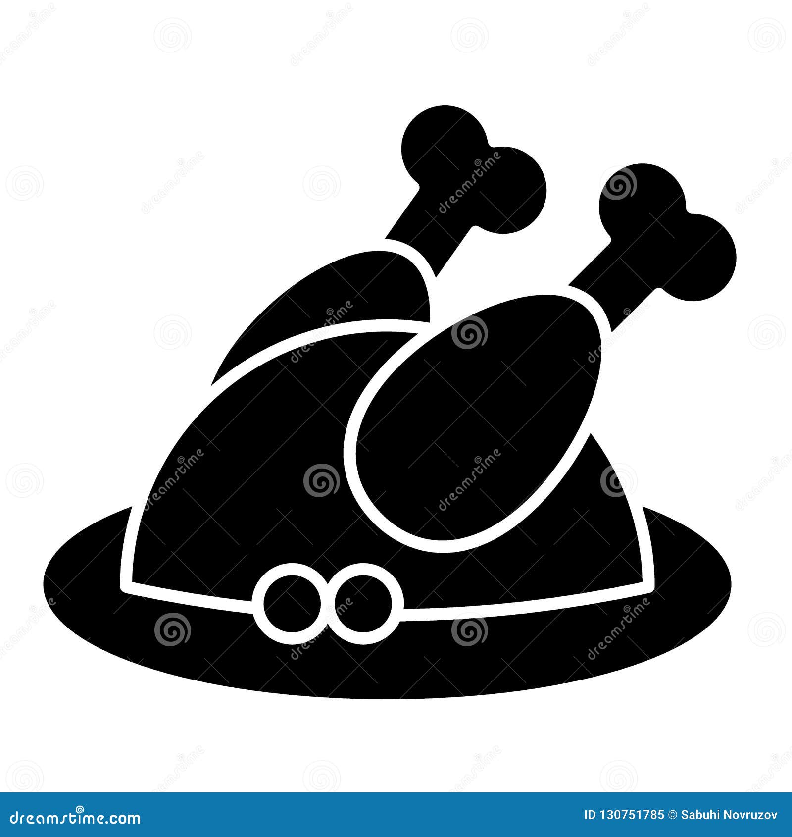 Fried Turkey Solid Icon. Roast Turkey Vector Illustration Isolated on ...