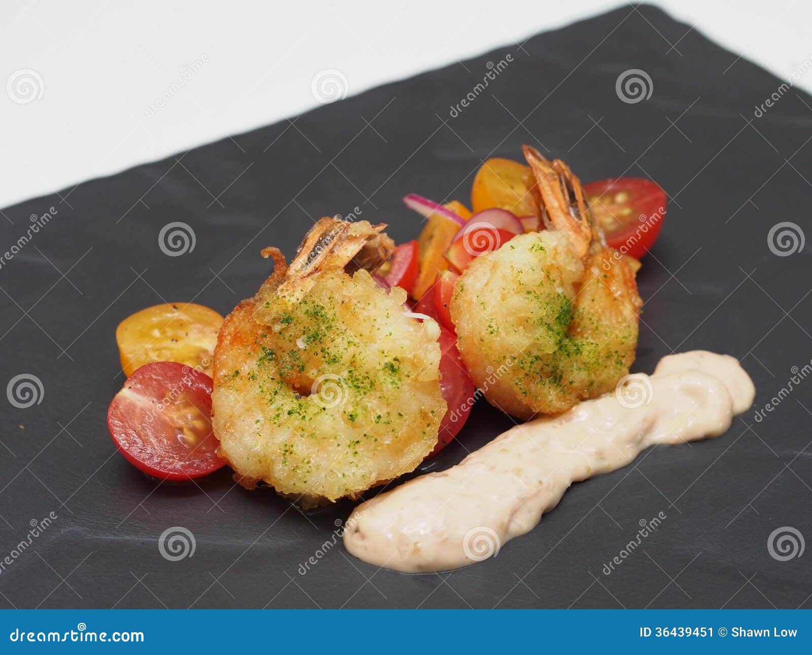 Fried wasabi prawns stock image. Image of tomatoes, fried - 36439451