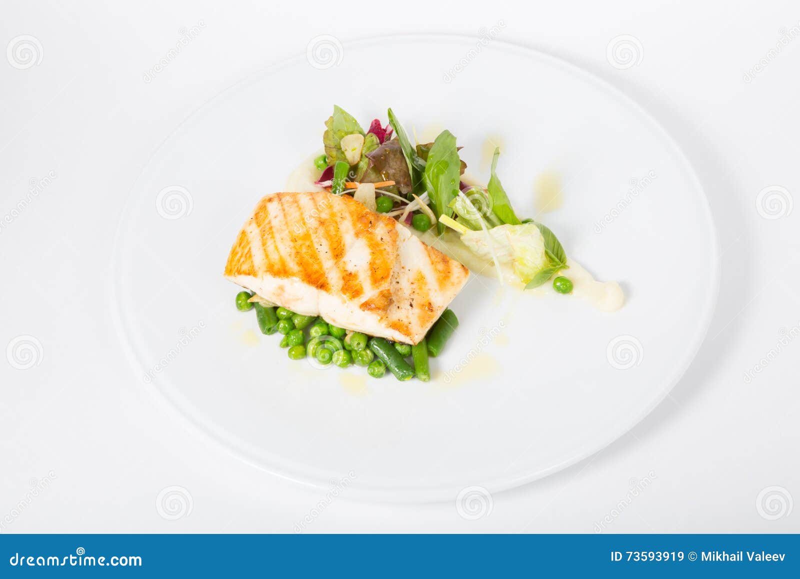 Fried White Fish Fillet with Garnish Stock Image - Image of gourmet ...