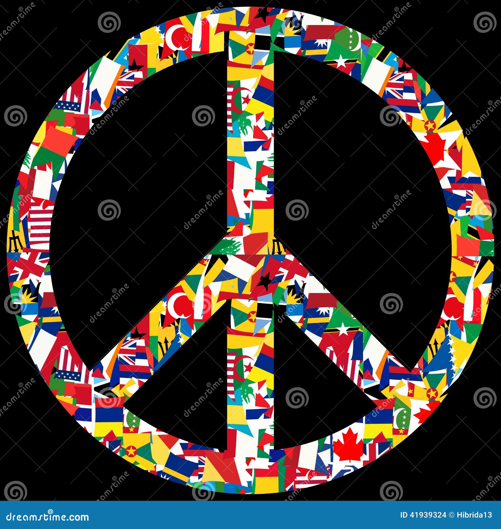 Friedenssymbol Mit Weltflaggen Stock Abbildung - Illustration von rüber ...