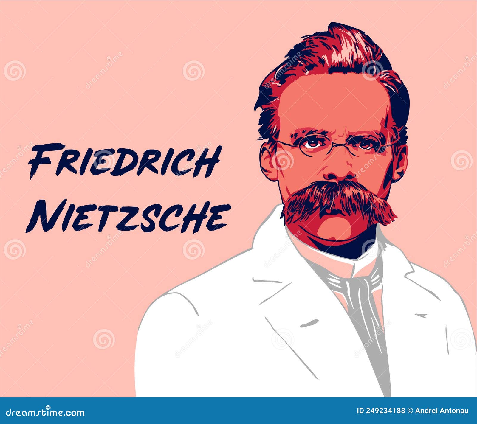 Nietzsche Portrait In Line Art Illustration. Editable Layers ...
