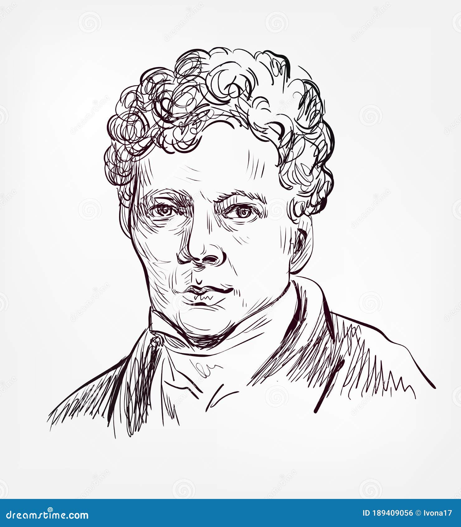 Friedrich Wilhelm Joseph Schelling Vector Sketch Portrait Editorial ...