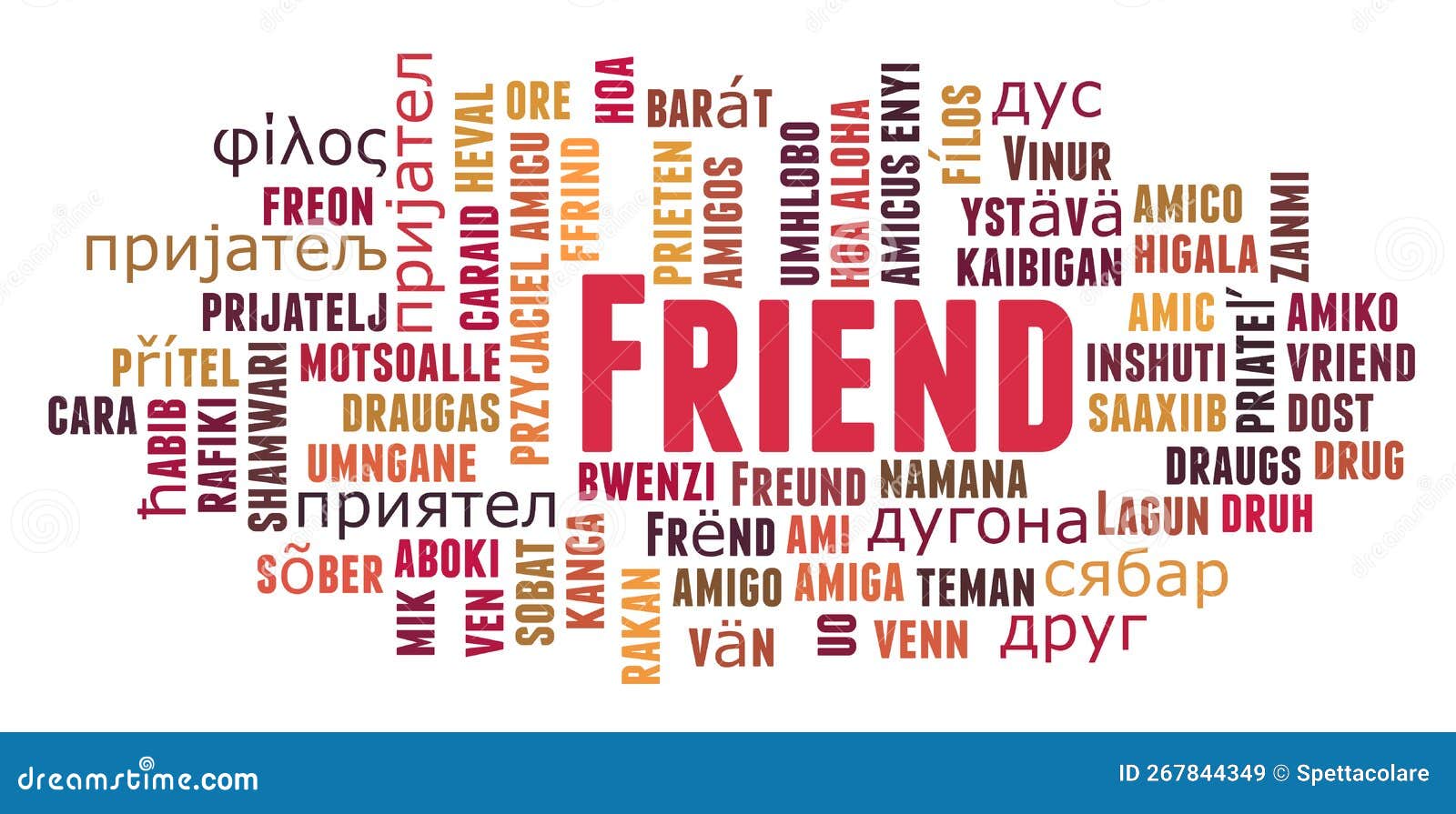Friend in Different Languages Word Cloud Concept on White Stock ...