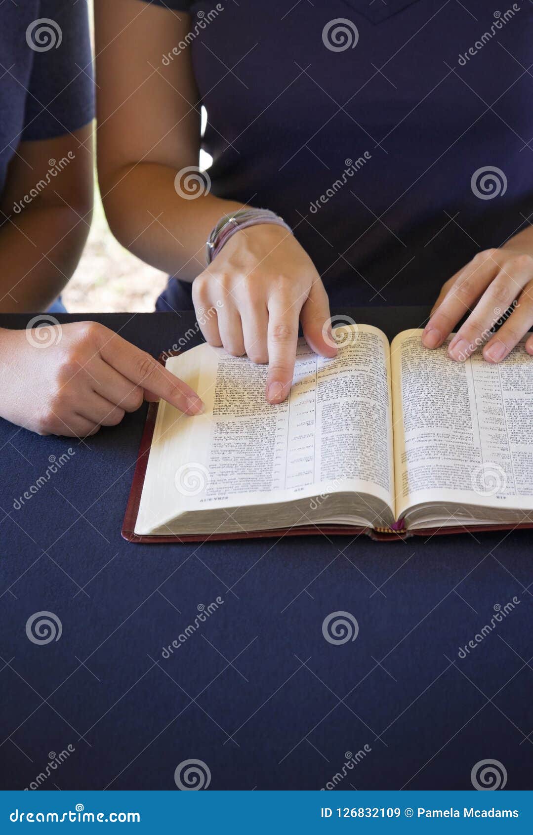 Friend Helping Someone Study the Bible Stock Image - Image of holy ...
