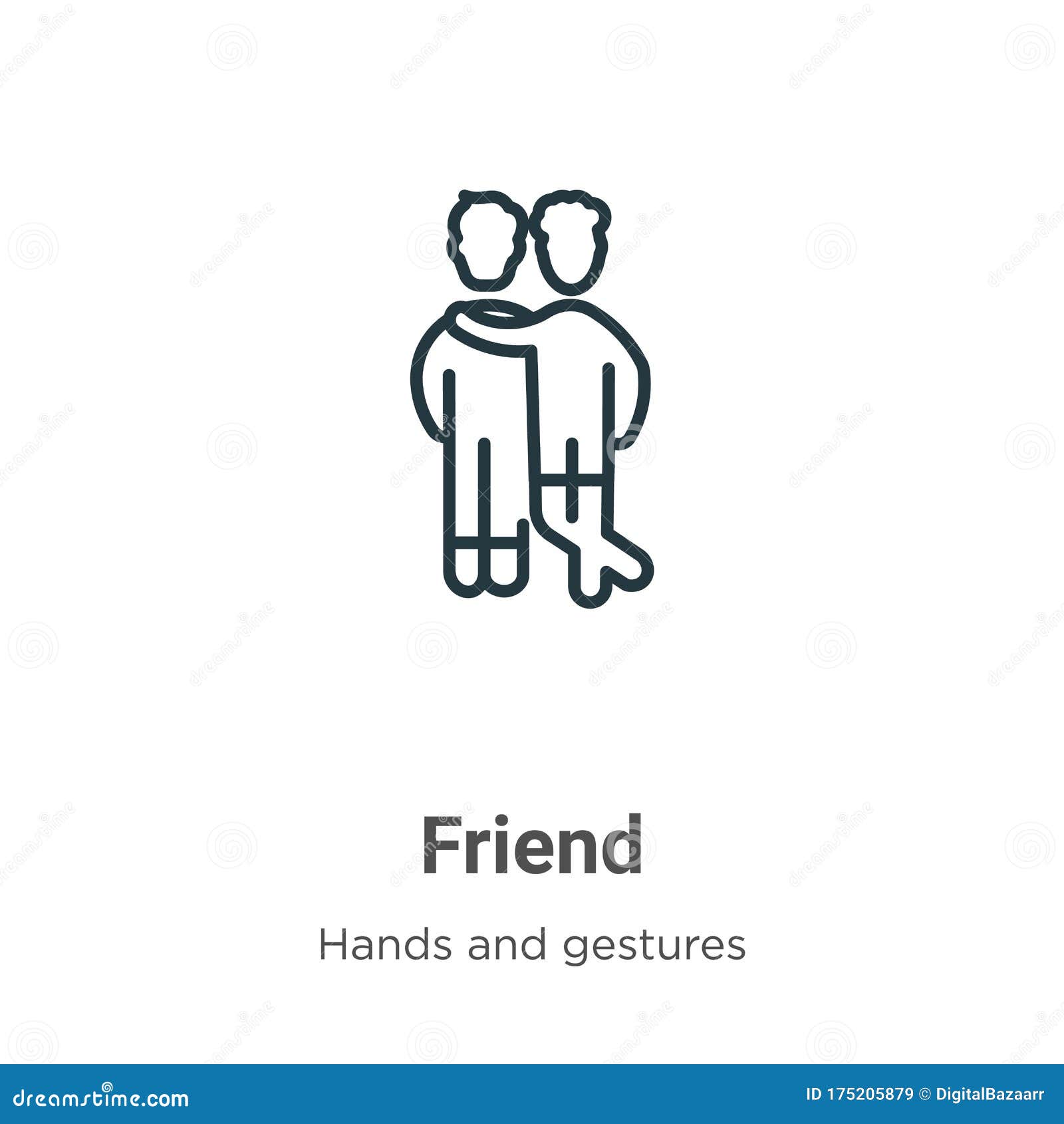 Friend Outline Vector Icon Thin Line Black Friend Icon Flat Vector