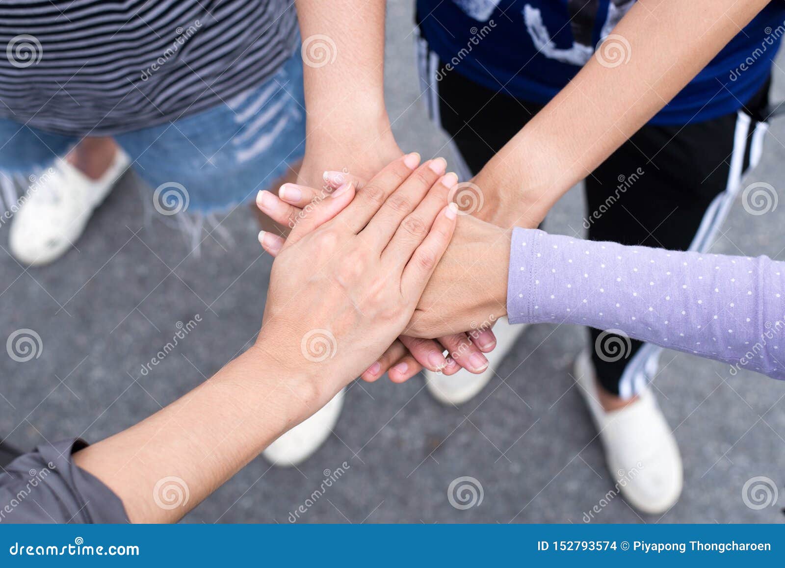 Friends Putting with Stack of Hands and Showing Successful Teamwork ...
