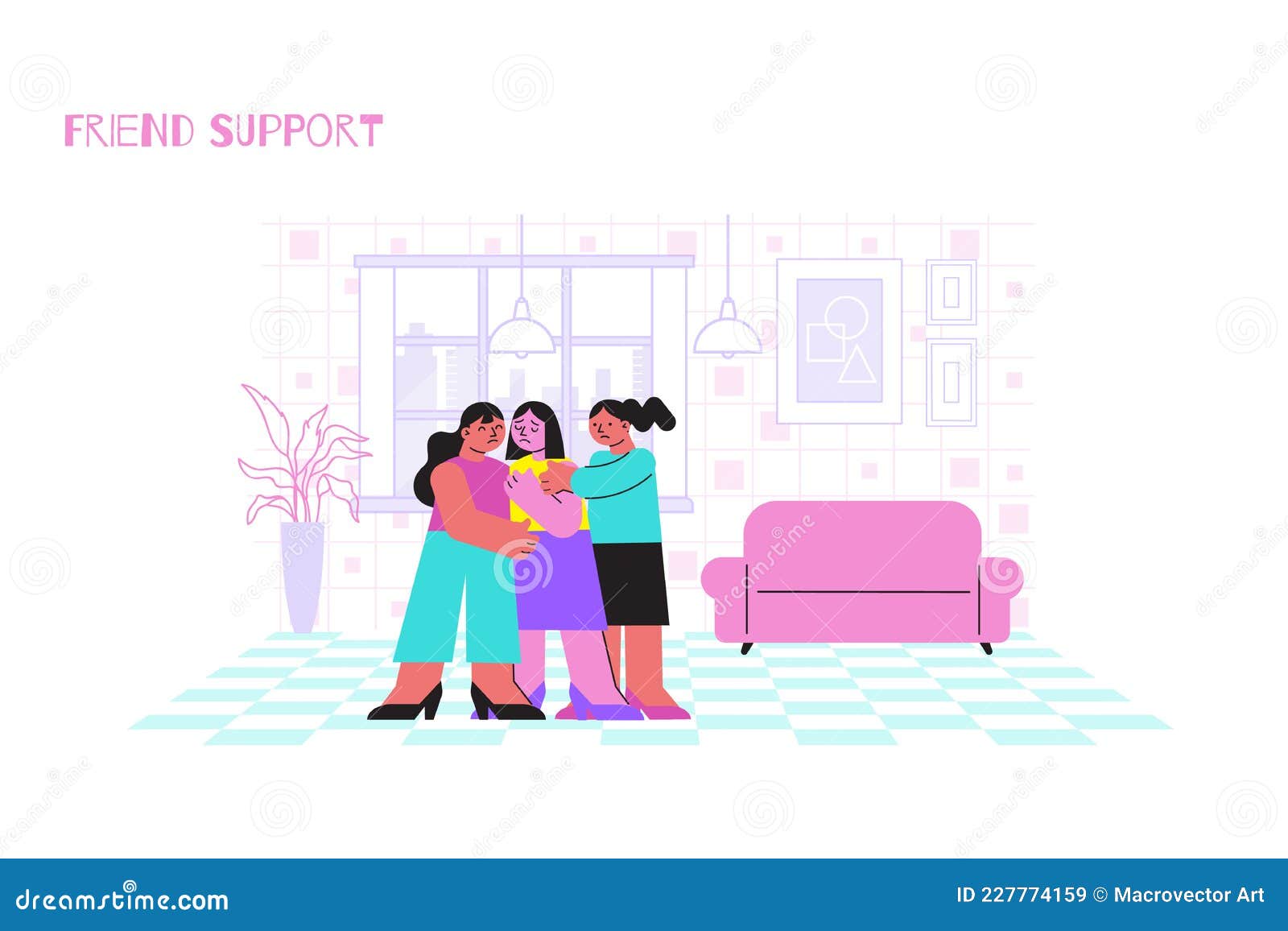 Friend Support Flat Illustration Stock Vector - Illustration of design ...