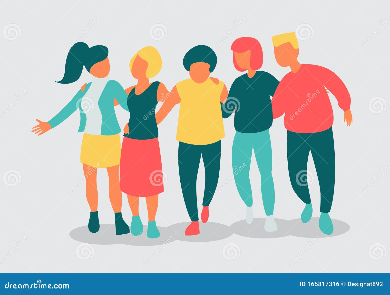Friend walk together stock vector. Illustration of diversity - 165817316