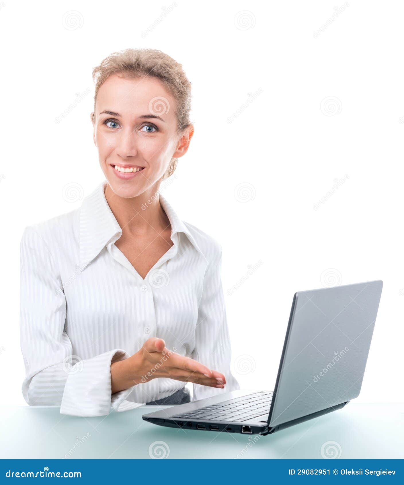 Friendly Administrative Assistant at the Desk with a Laptop Stock Image ...