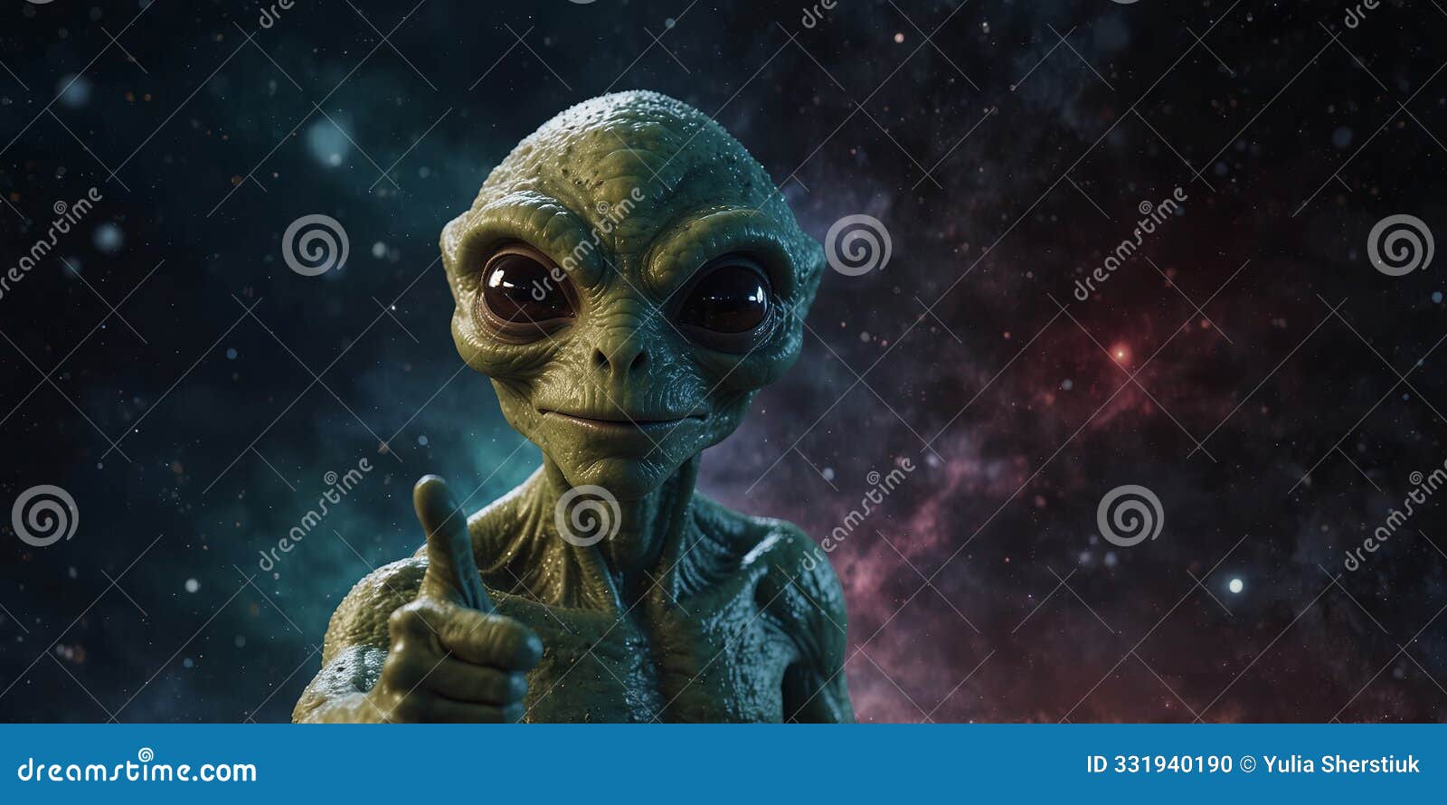 Friendly Alien Giving Thumbs Up in Space. Stock Illustration ...
