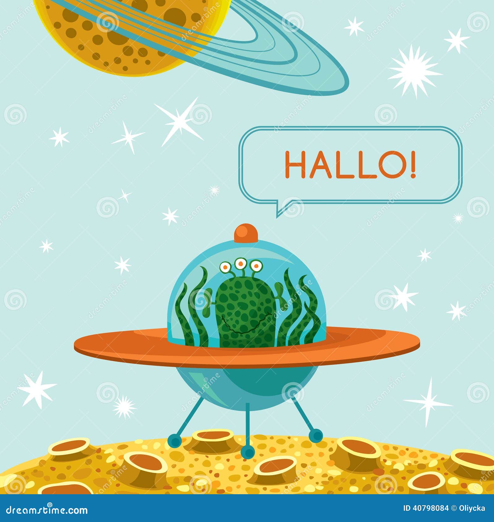 Friendly Alien in Spaceship Stock Vector - Illustration of spaceship ...