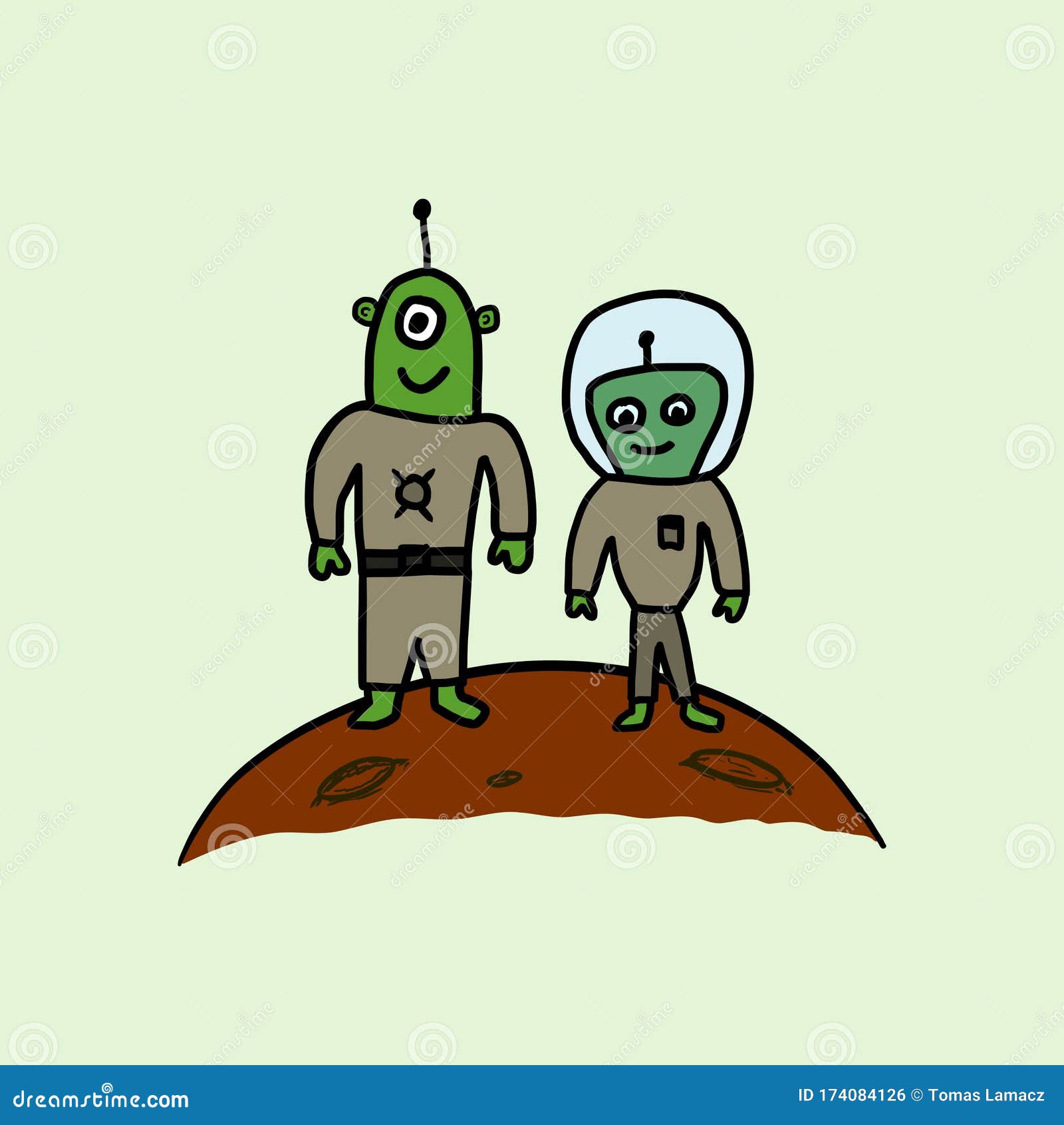 Friendly Aliens on a Planet Stock Vector - Illustration of fright ...