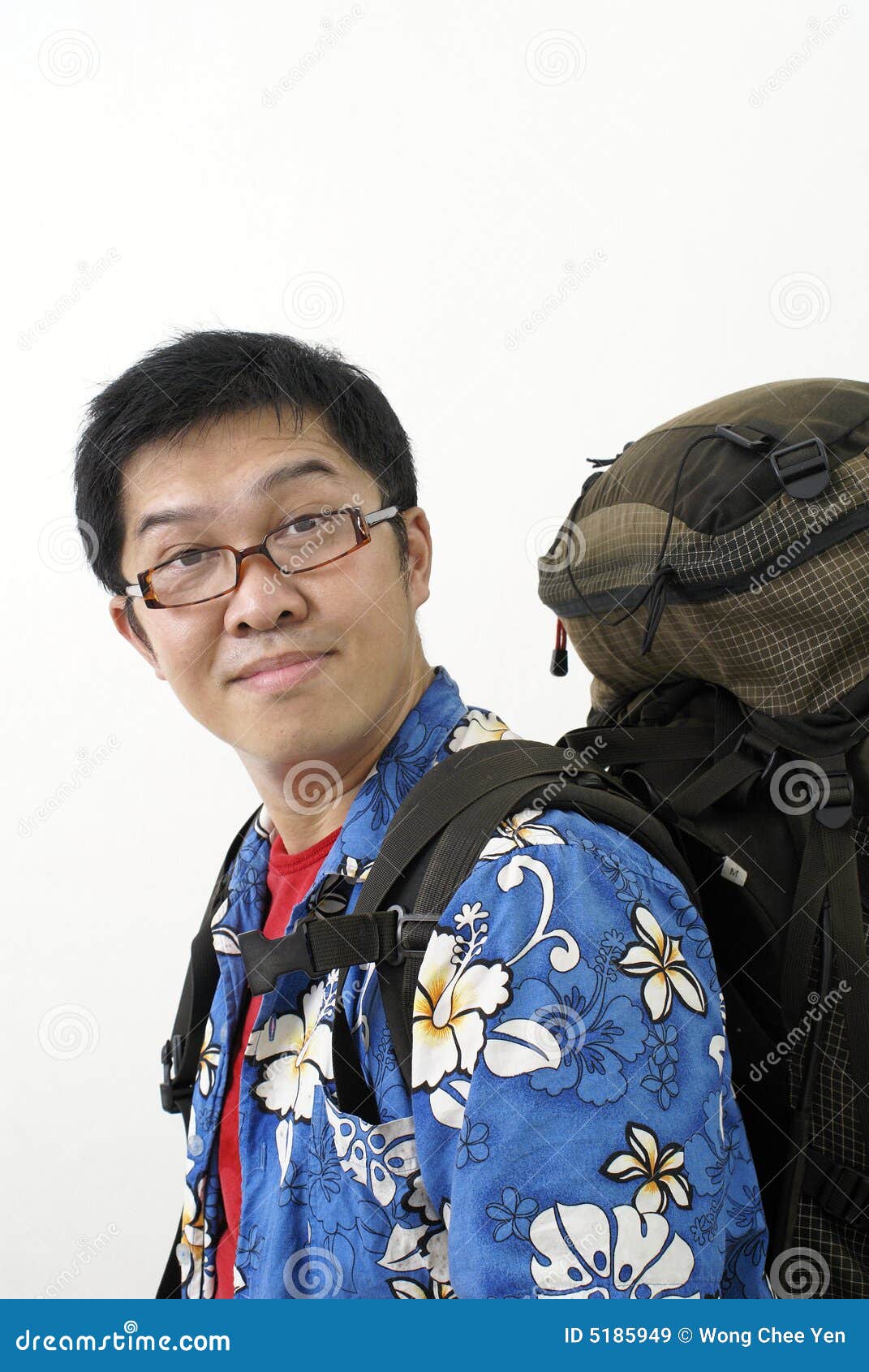 Friendly asian backpacker stock image. Image of travel - 5185949