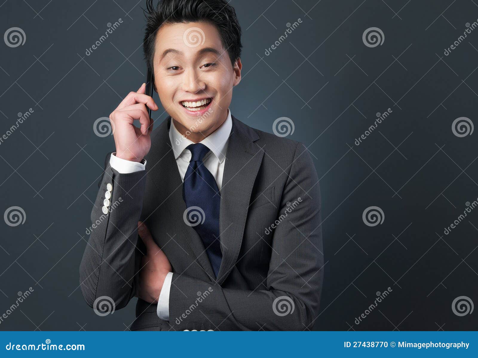 Friendly Asian Businessman on Phone Stock Photo - Image of beautiful ...