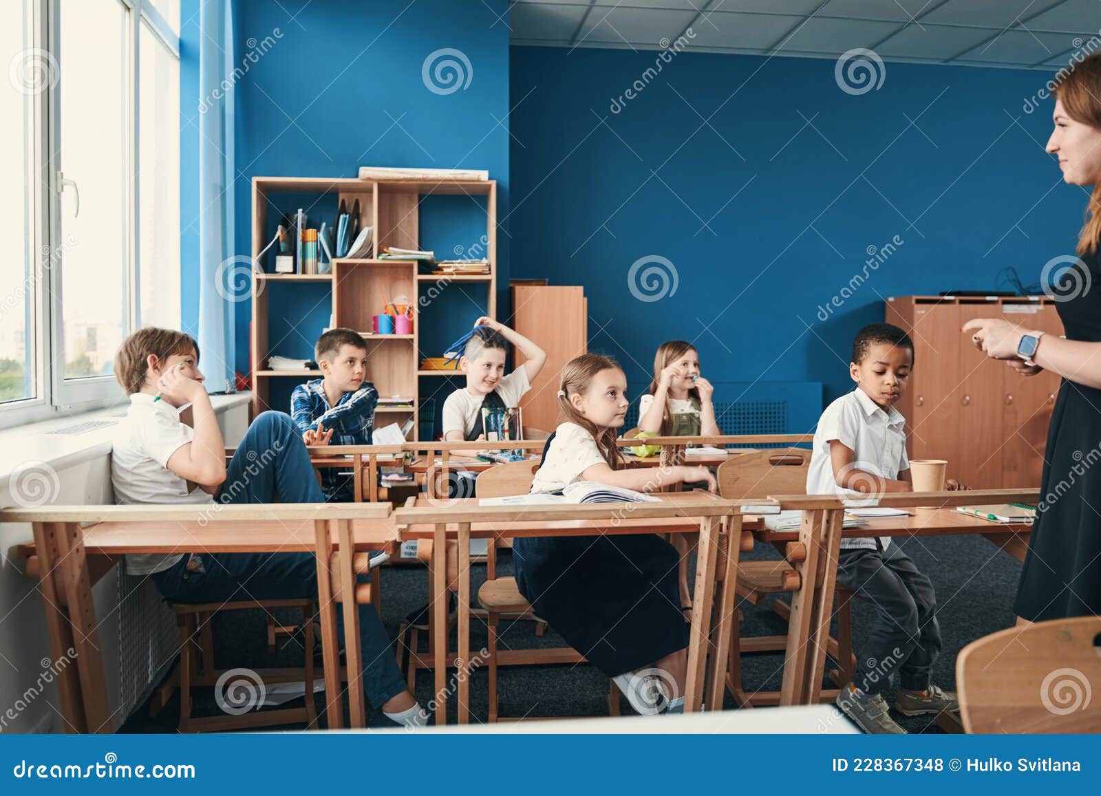Friendly Atmosphere in the Elementary School Class Stock Photo - Image ...